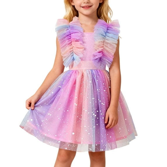 Daznico Toddler Girls Sleeveless Sequin Ruffles Dress Dance Party ...