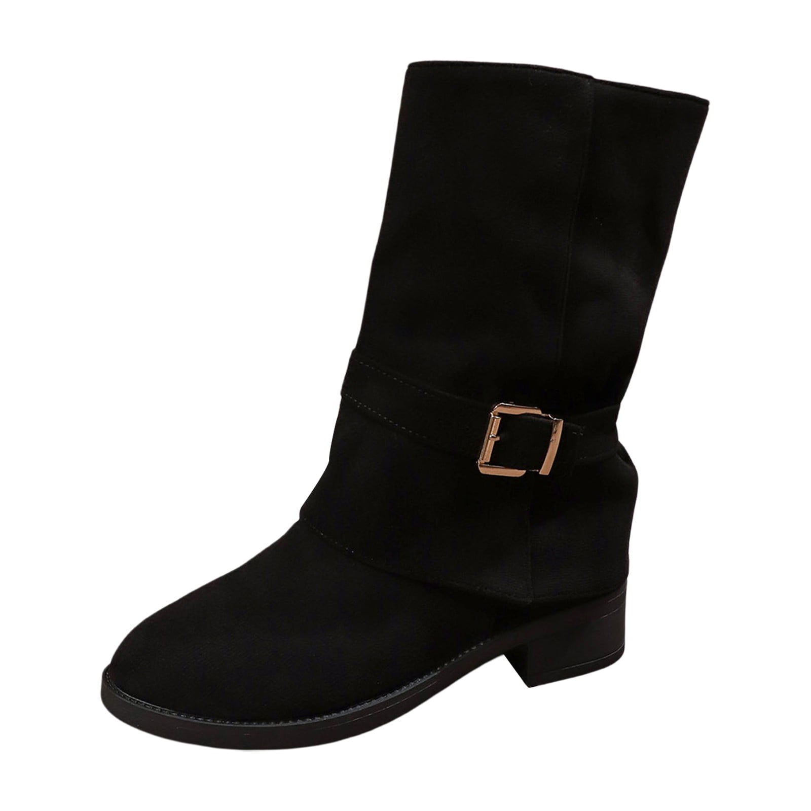 Daznico Winter Boots for Women,Suede Mid Calf Boots with Buckle Detail ...