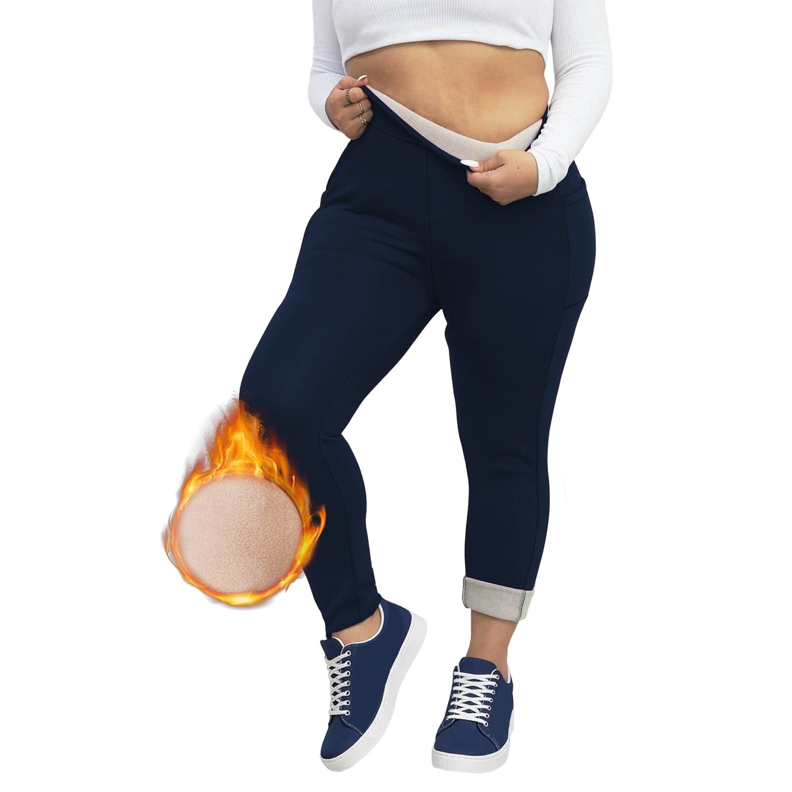 Daznico Winter Lined Leggings with Pockets High Waist Base Layer for ...