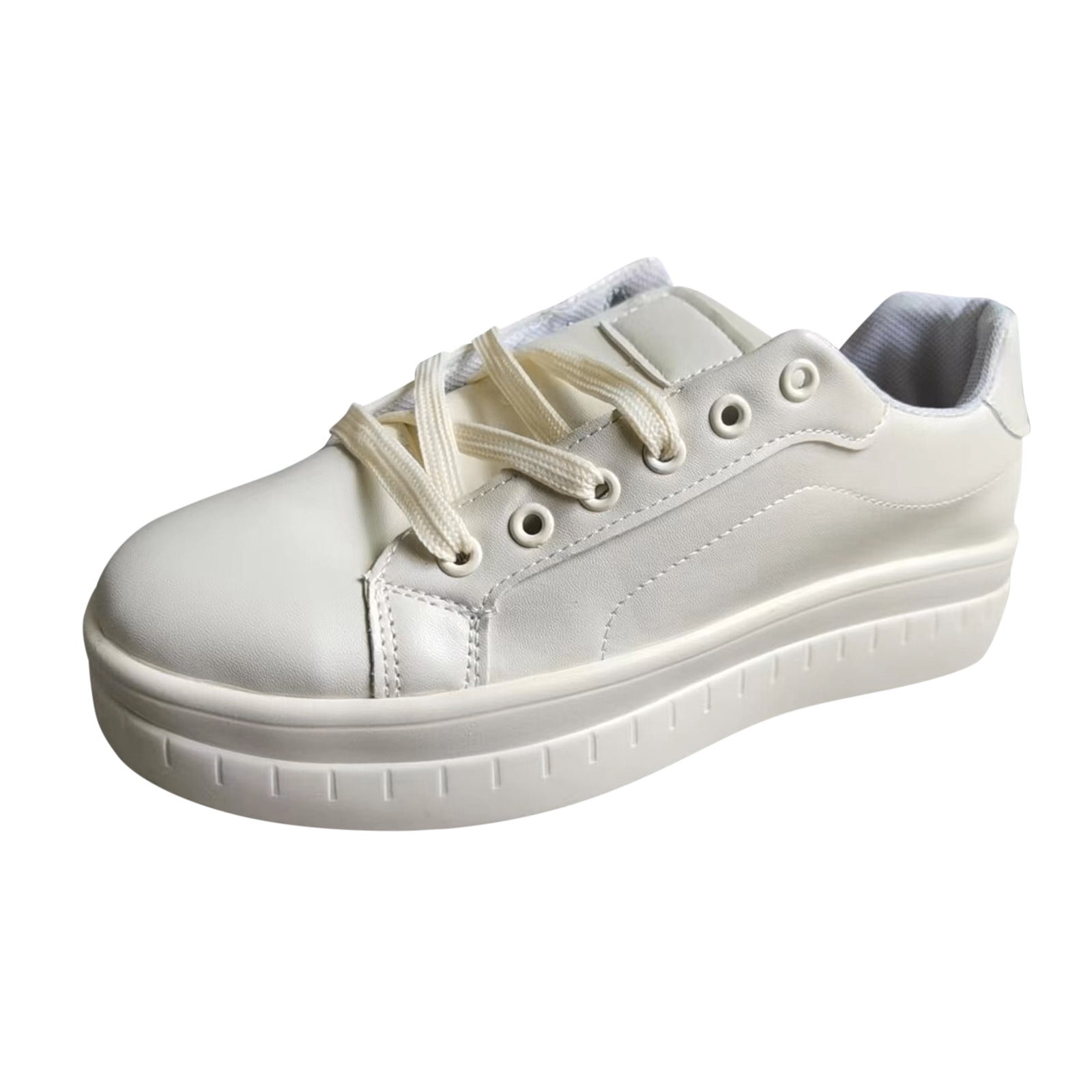 Daznico Women Shoes Fashion Solid Color Leather Round Toe Lace Up ...