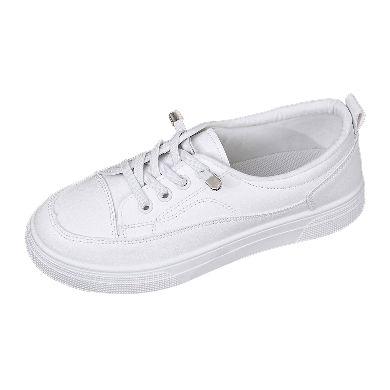 Daznico Women's Classic White Leather Flats - Comfortable -On Casual ...
