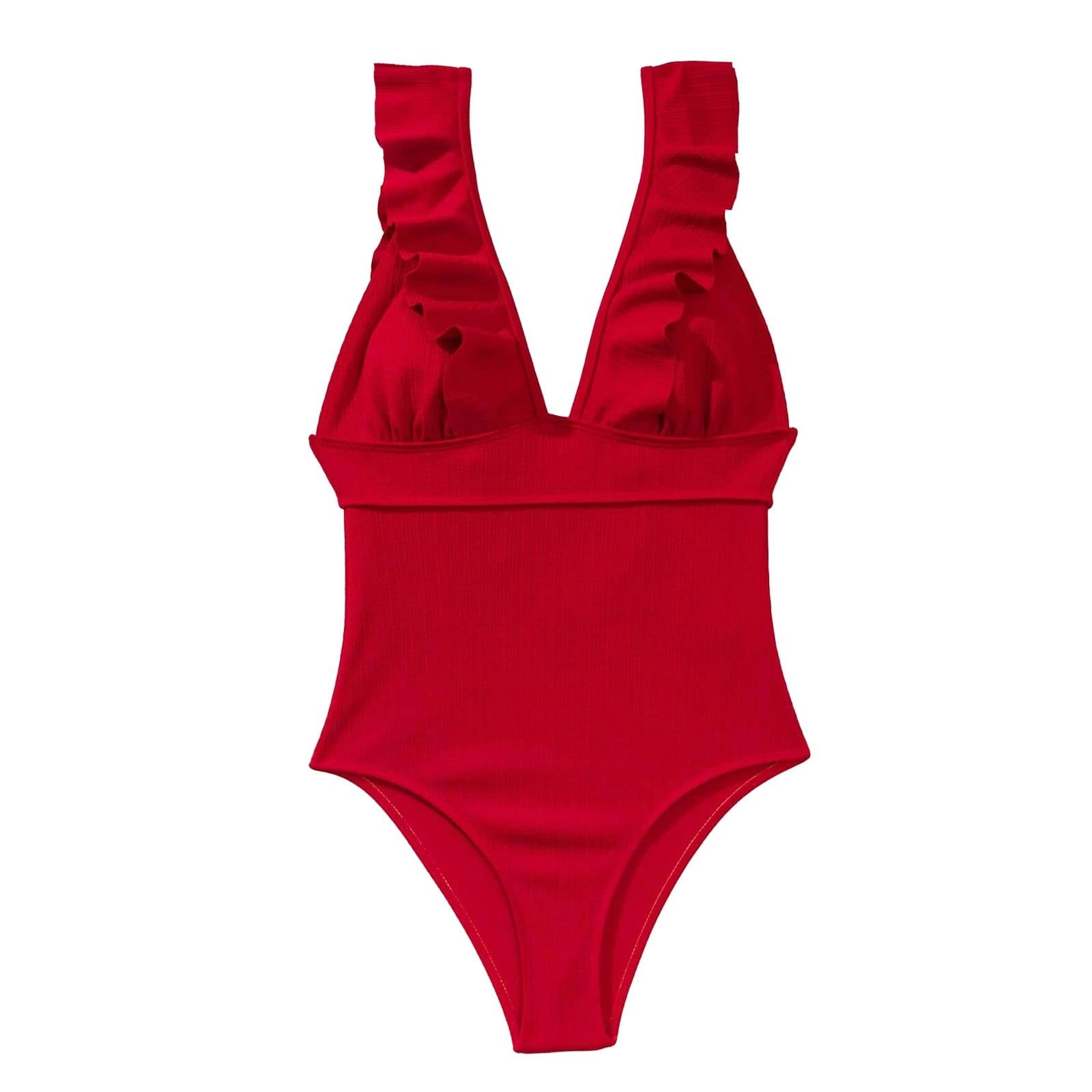 Daznico Womens One Piece Swimsuitswomens Sexy V Neck Open Back Ruffle Leaf Flying Edge