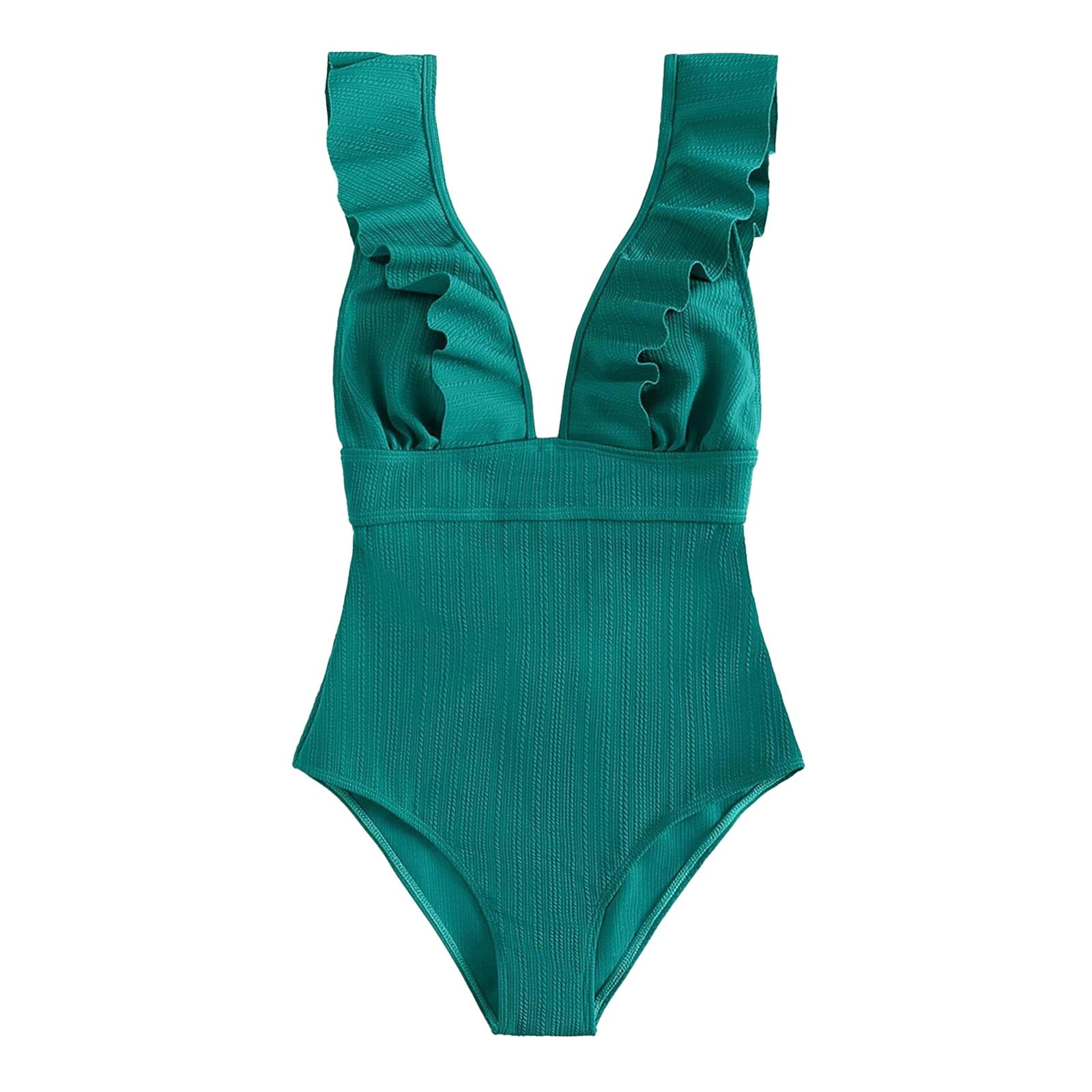 Daznico Womens One Piece Swimsuitswomens Sexy V Neck Open Back Ruffle Leaf Flying Edge