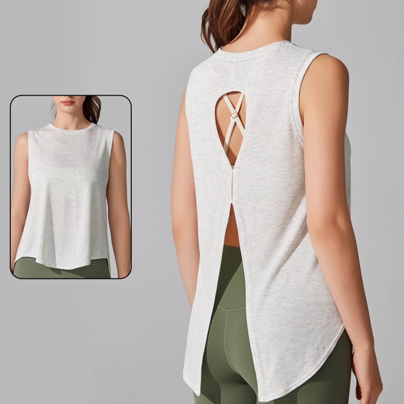 Daznico Women's Open Back Yoga Tank Top, Sleeveless Breathable Athletic ...