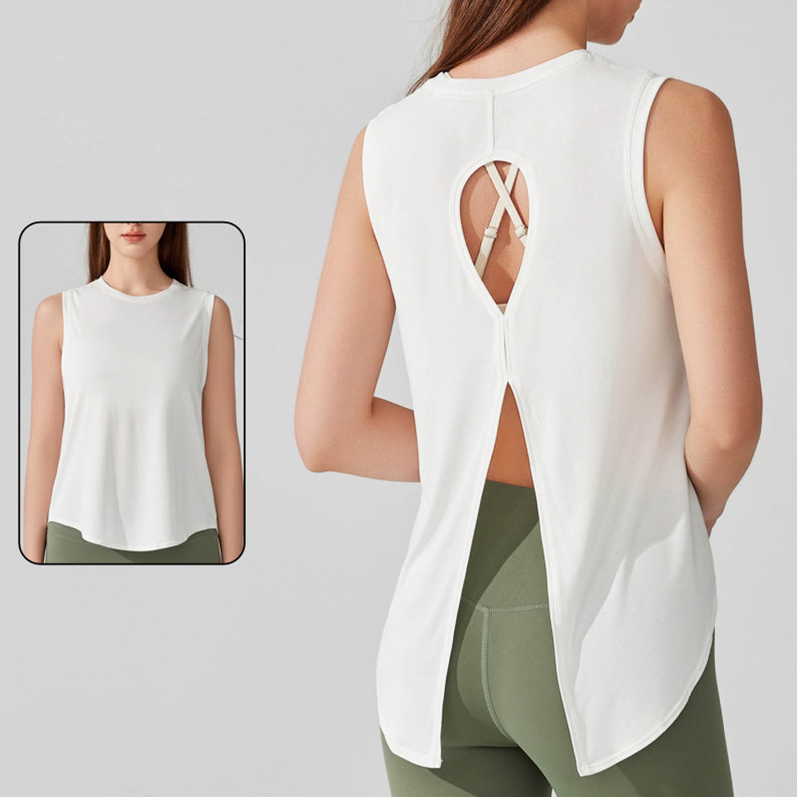 Daznico Women's Open Back Yoga Tank Top, Sleeveless Breathable Athletic ...