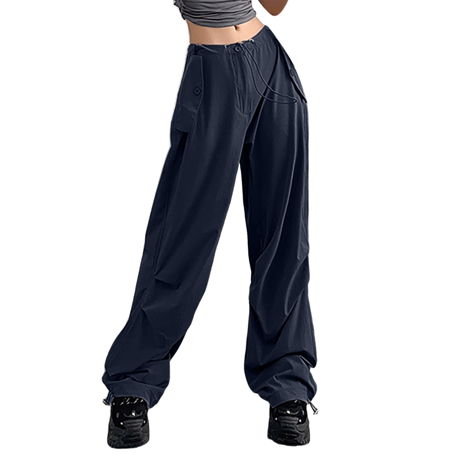 Daznico Womens Pants Woman Relaxed Fit Baggy Pants High Waist Zipper