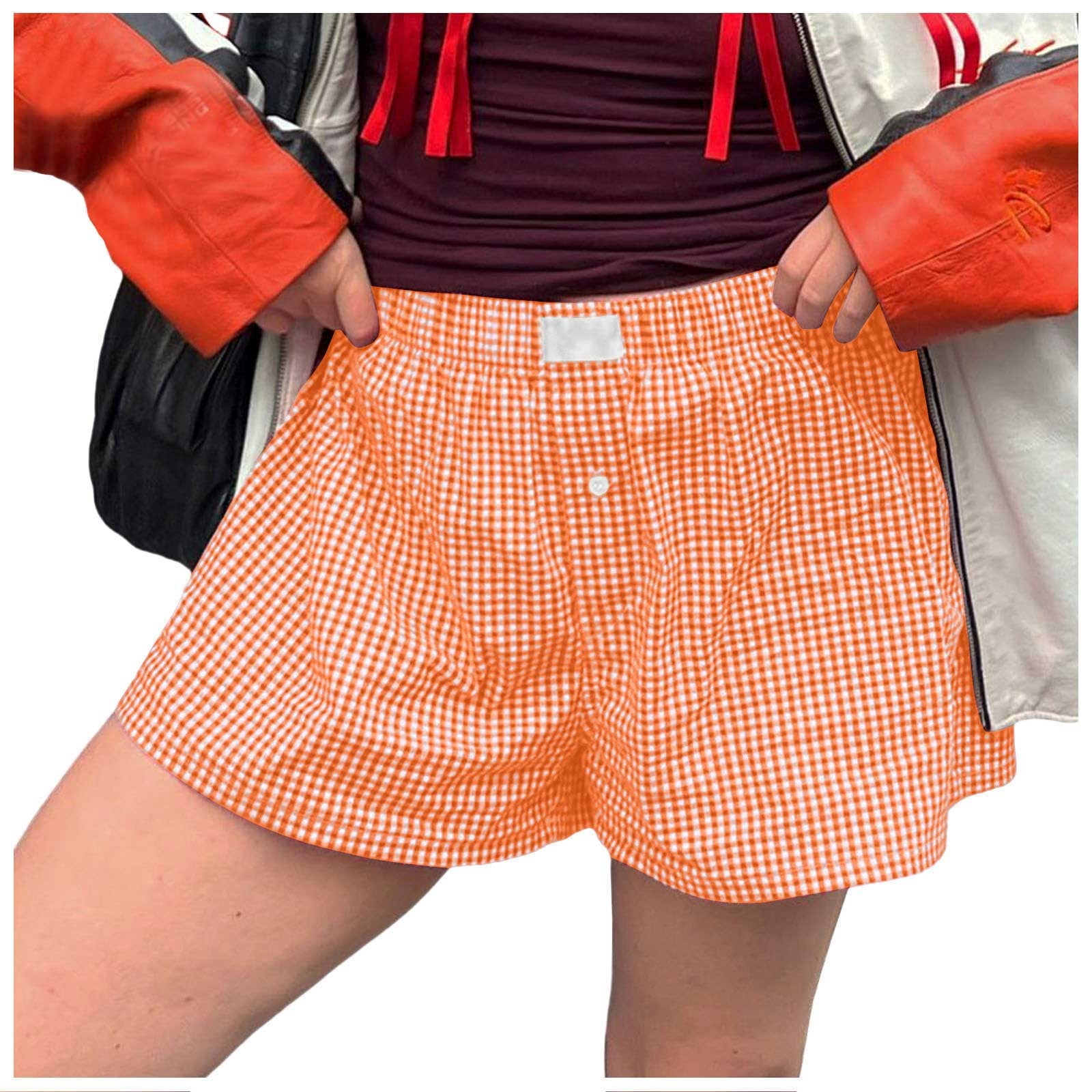 Daznico Women's Shorts Cute Soft Plaid Print Button Front Pajama ...