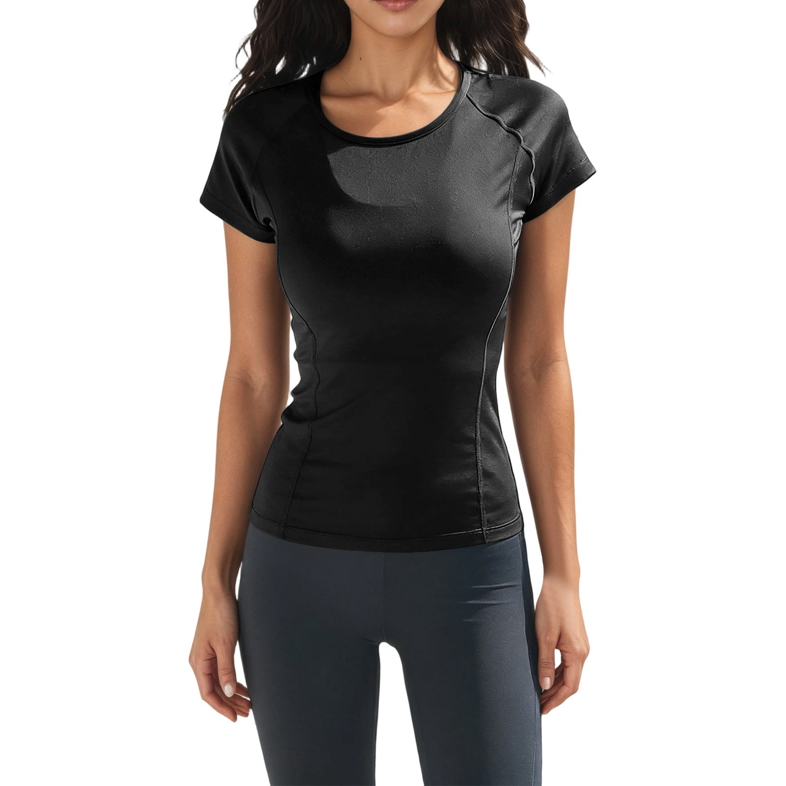 Daznico Women's Slim Fit Workout Tops Short Sleeve Breathable Wicking ...