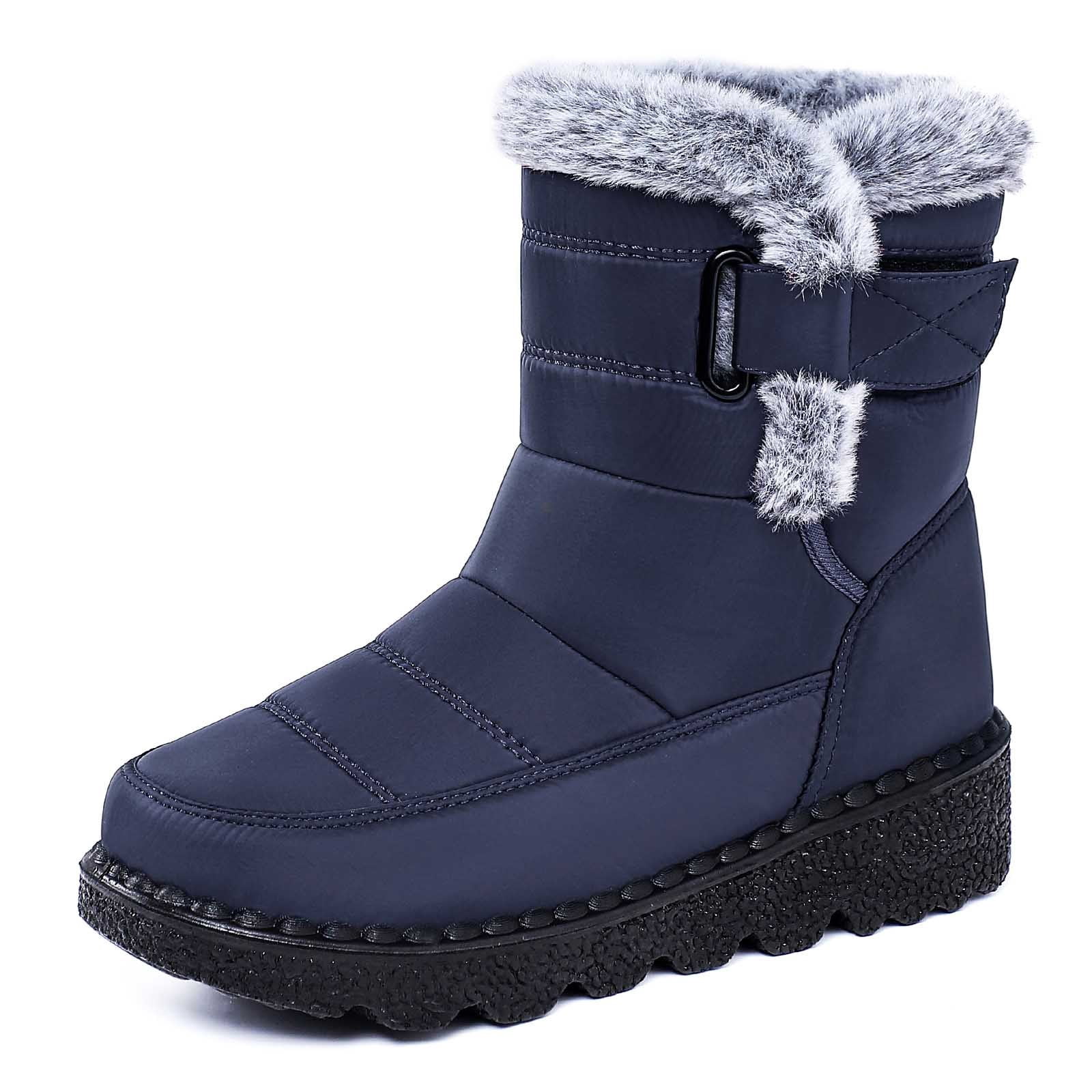 Daznico Women's Snow Boots Plus Size Winter High Top Booties Sherpa ...