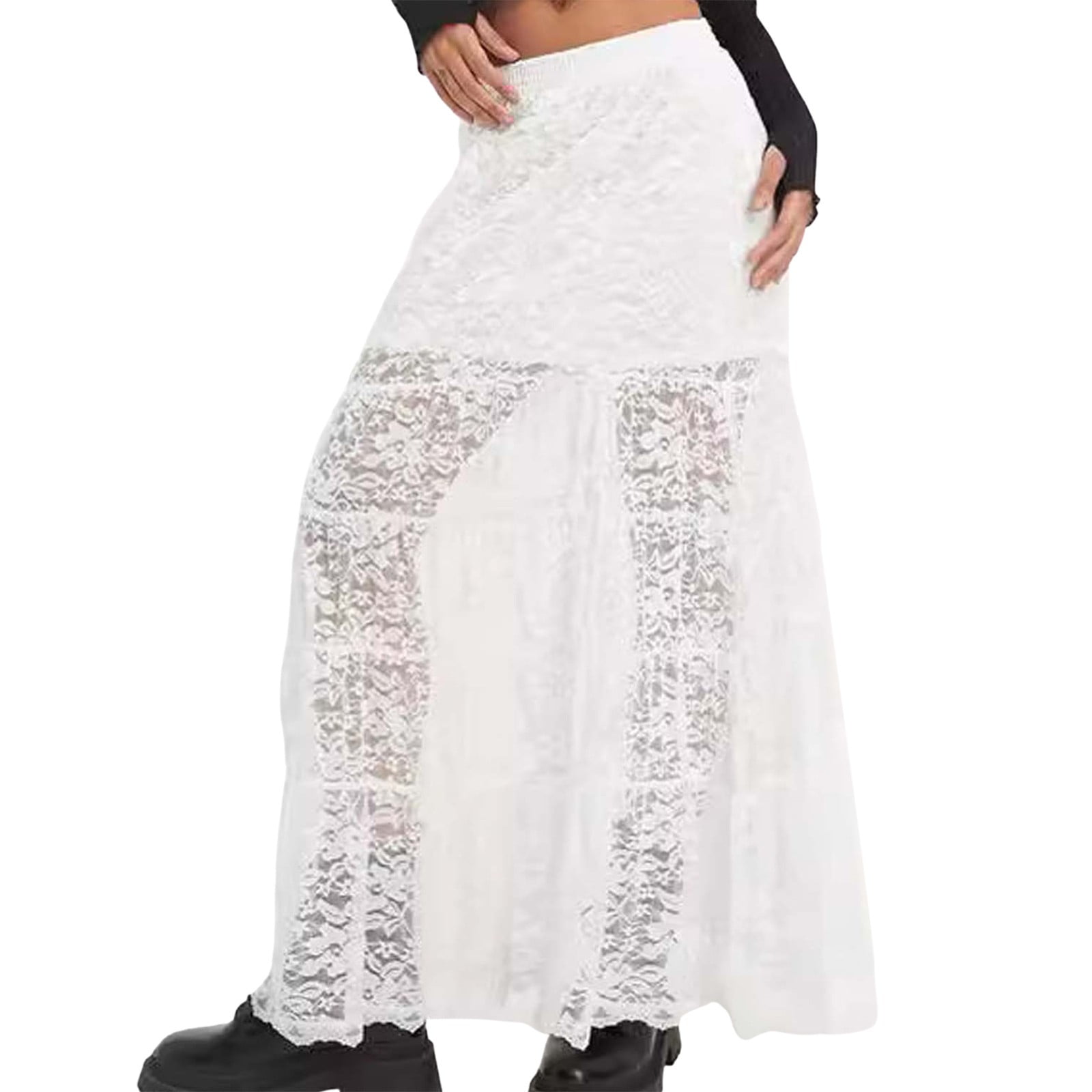Daznico Women's Solid Color Mesh See-Through Skirt, Lightweight and ...