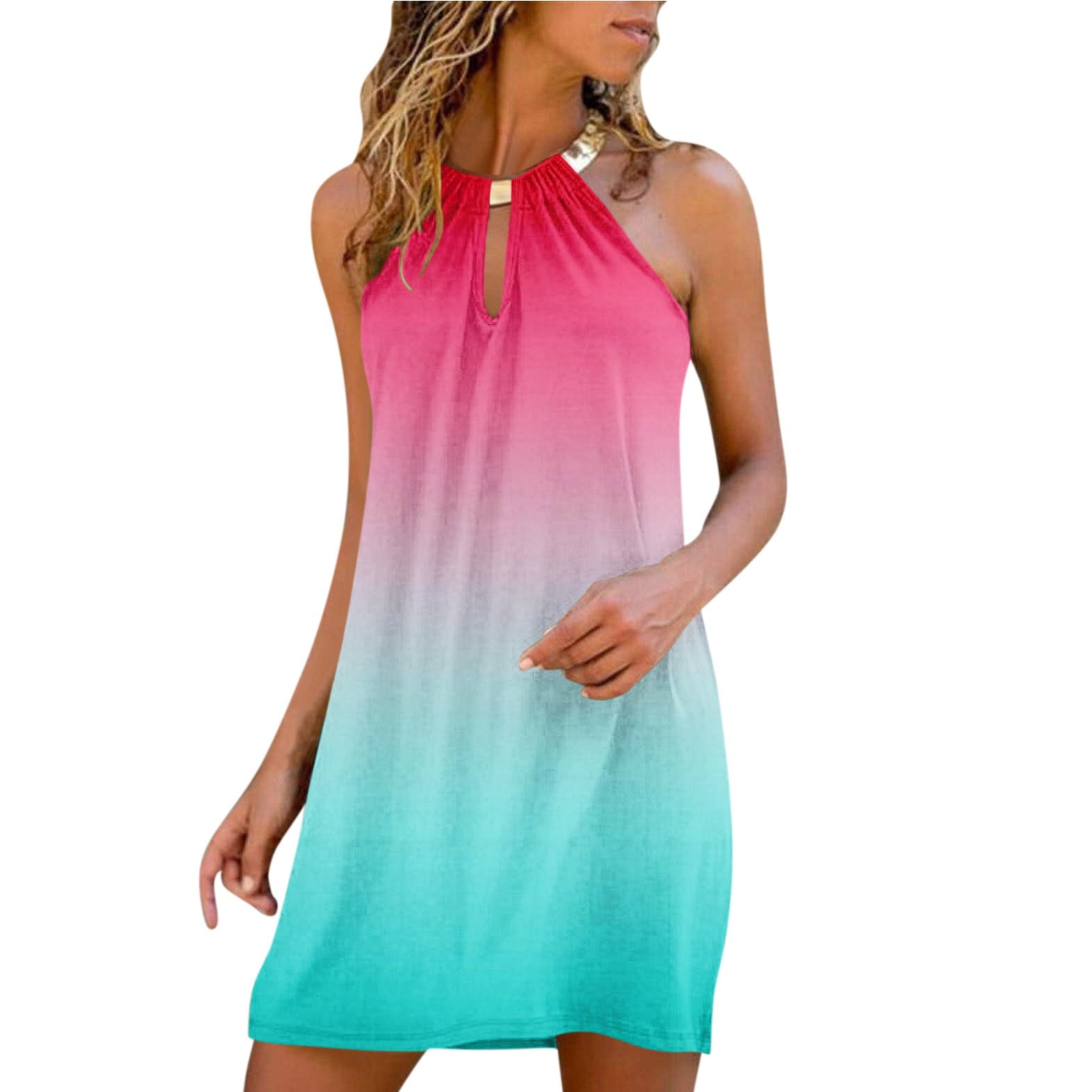 Daznico Women's Summer Tank Dresses Loose Sleevless Halter Neck Dress ... Daznico Women's Summer Tank Dresses Loose Sleevless Halter Neck Dress ...