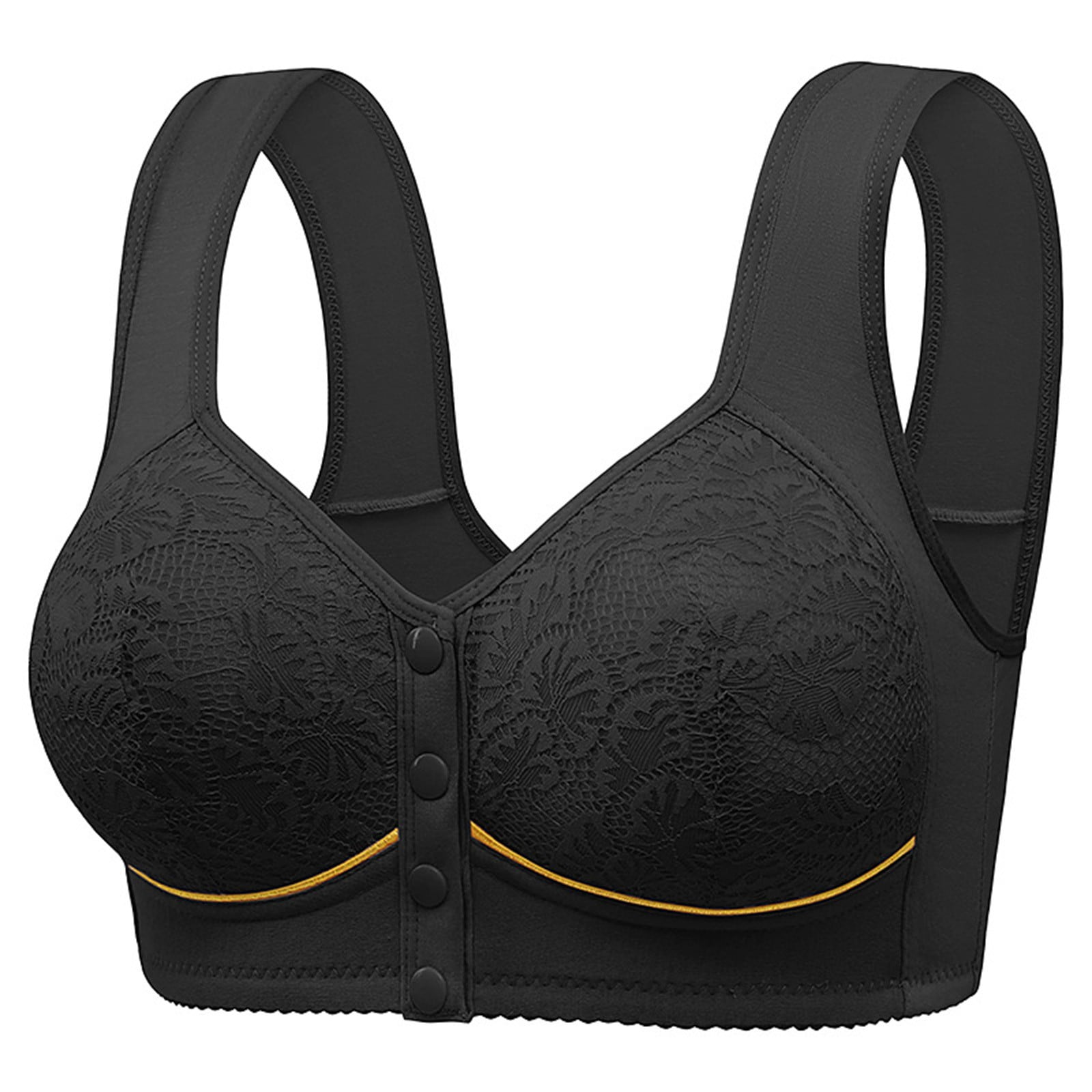 Daznico Womens Front Closure Wireless Bra Jacquard Knit Wire Free ...