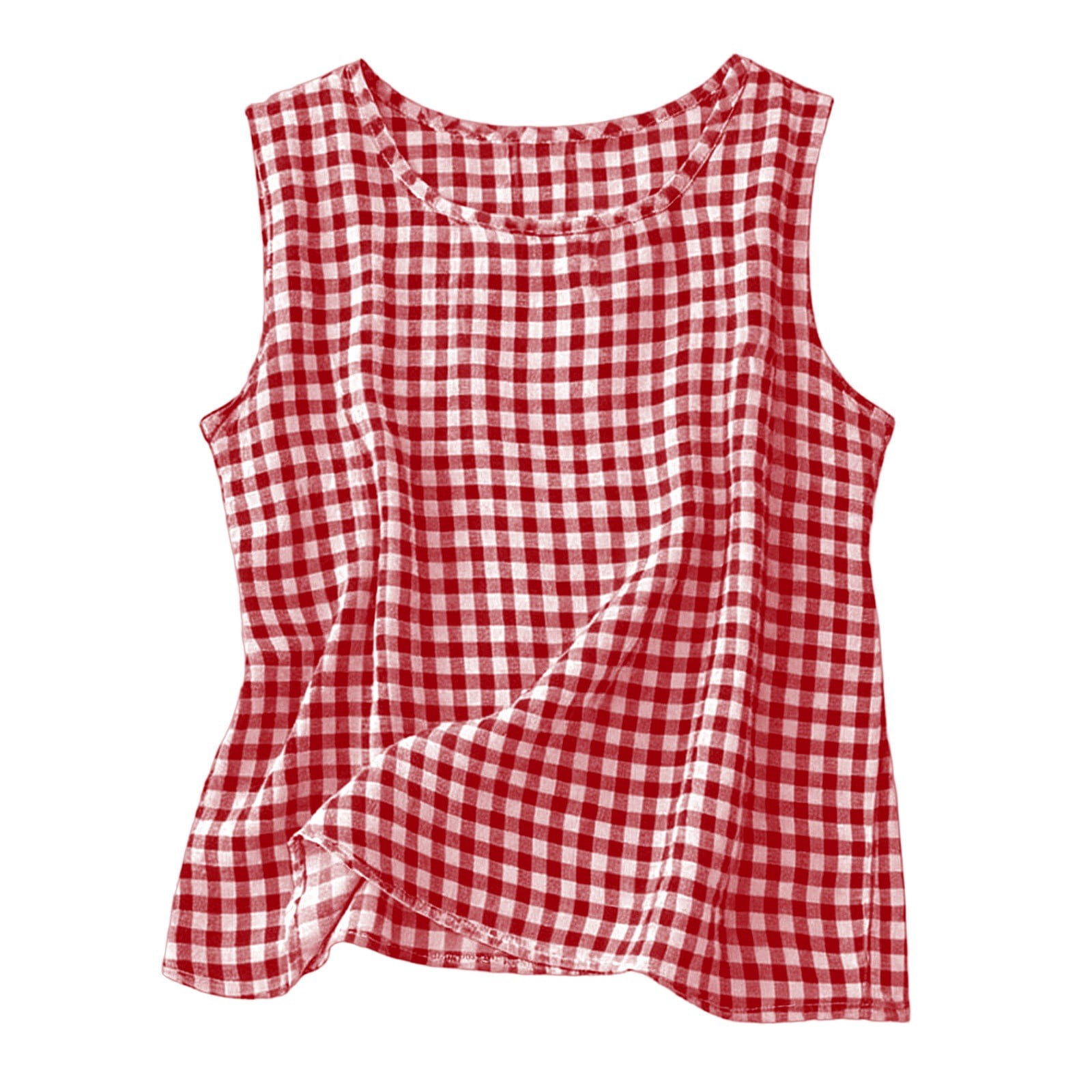 Daznico Womens Plaid Sleeveless Tank Top Crewneck Casual Loose Fit ...