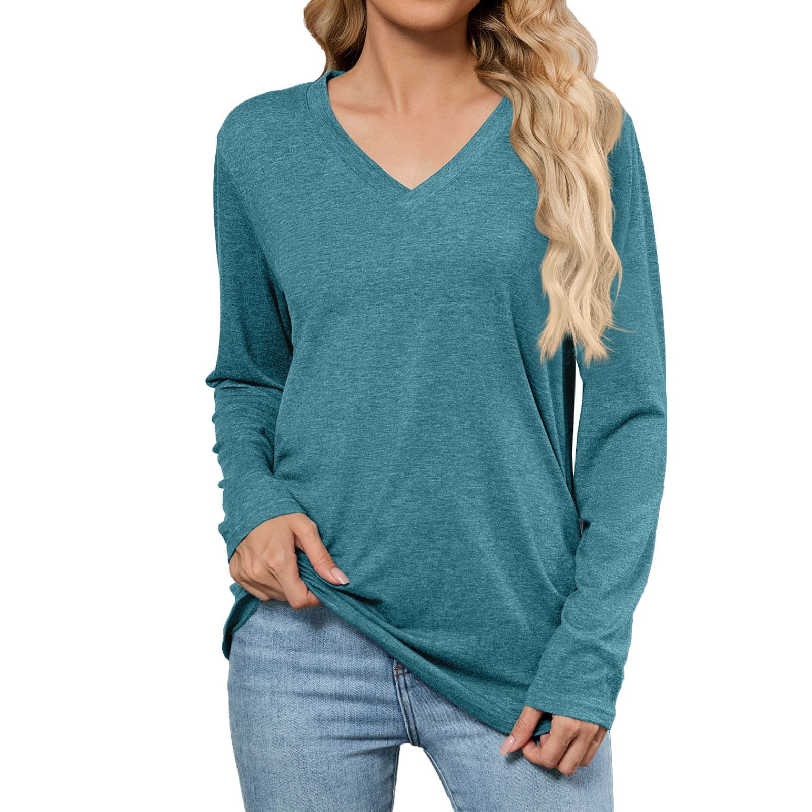 Daznico Womens Tops - Women's V Neck Long Sleeve T Shirts Soft Casual ...