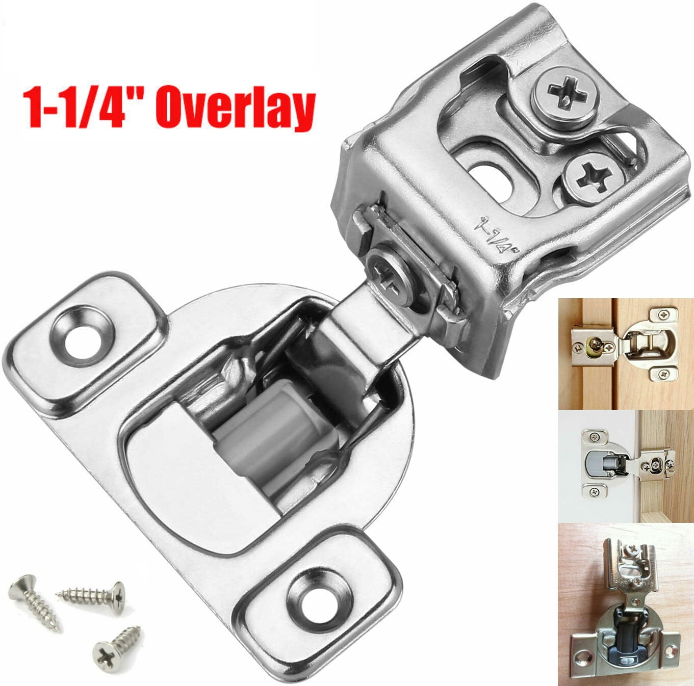 Dazone 50 Pack 1-1/4" Overlay Cabinet Hinges, Soft Close Face Frame ...