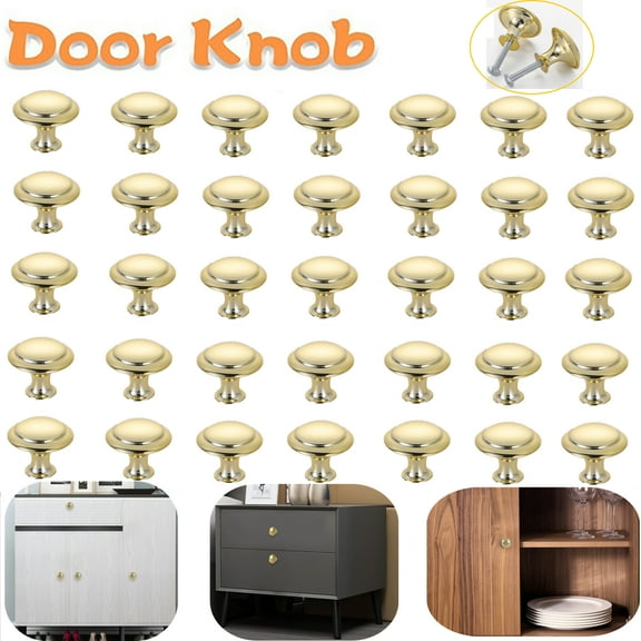 FUGee-6 Pack Gold Cabinet Knobs, Round Drawer Pulls Cabinet Door ...