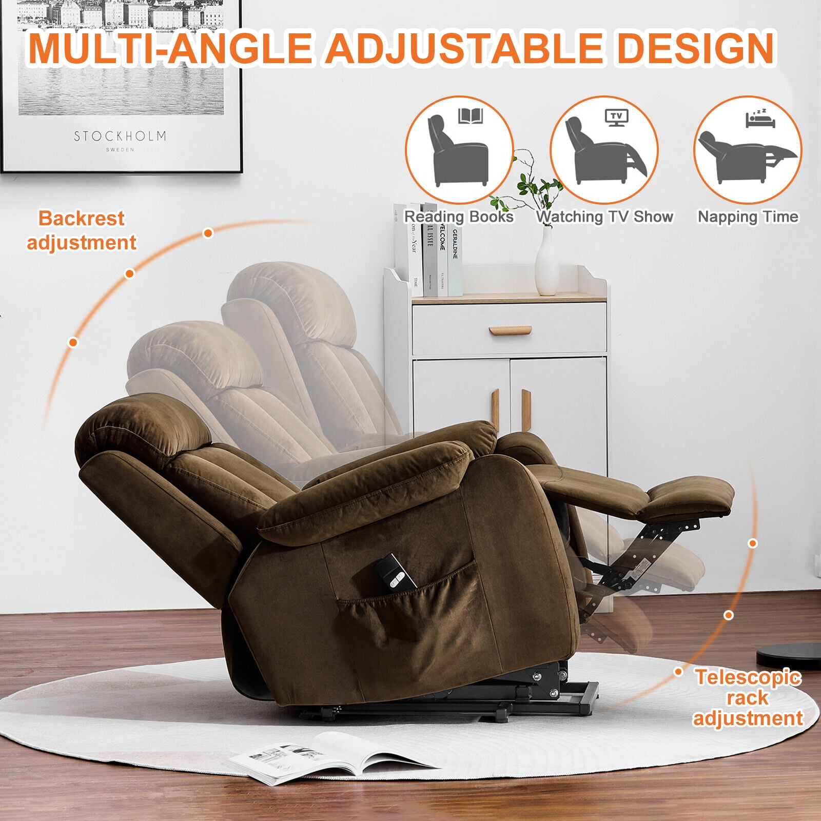 Dazone Power Lift Recliner Chair, Electric Lift Chair Sigle Sofa Lounge ...