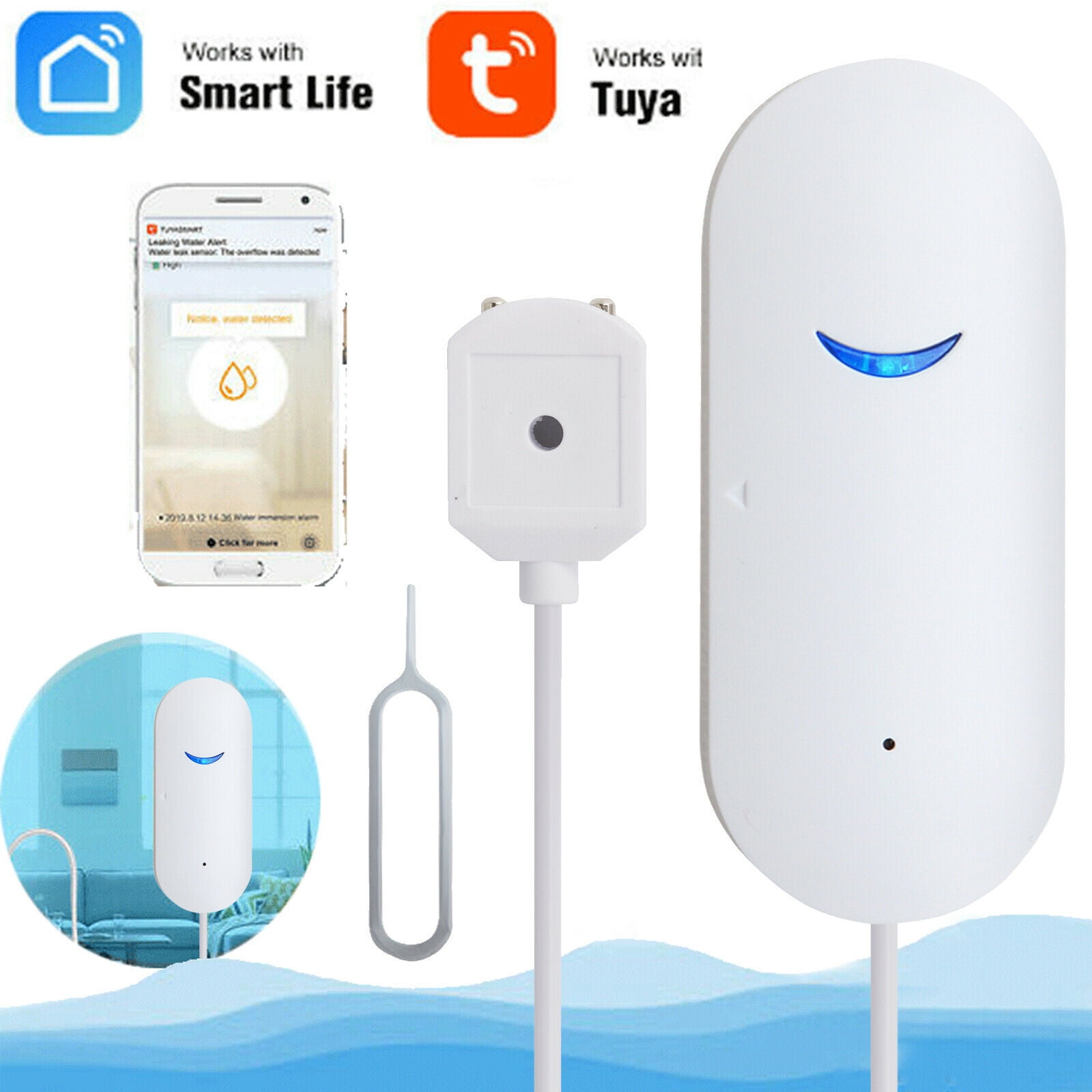 Dazone Smart WIFI Water Leak Sensor Alarm Flood Leakage Detector ...