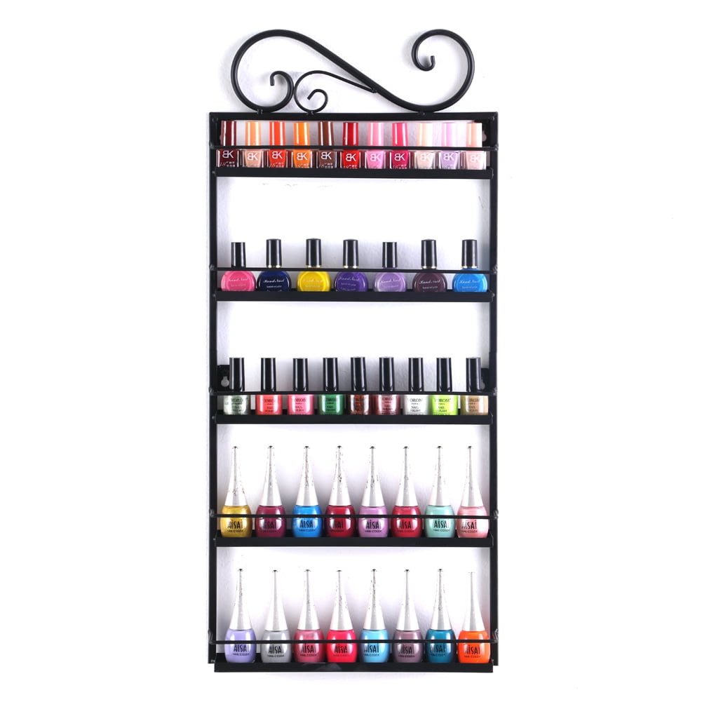 Dazone Wall Mount 5 Tiers Nail Polish Rack Organizer Hold 60 Bottles ...