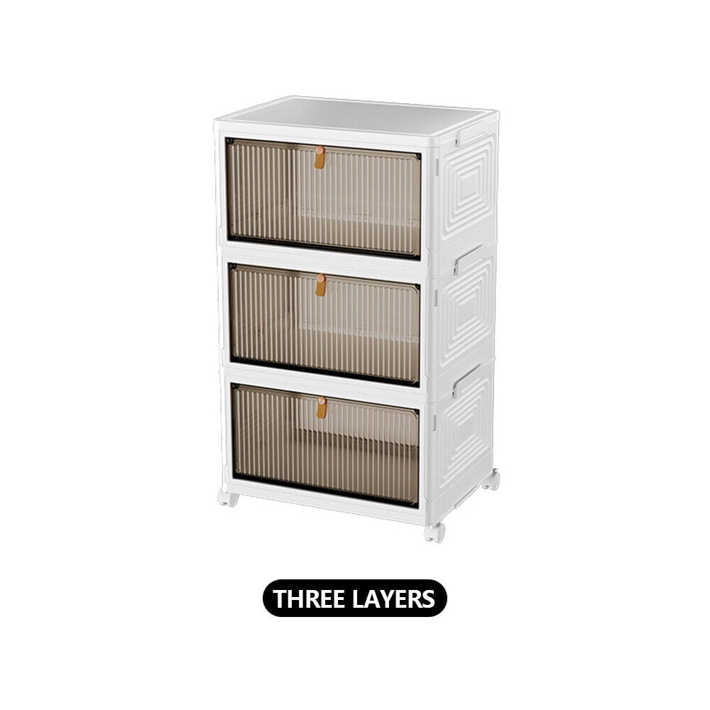 1/2/3/4/5/8Pack Collapsible Storage Cabinet Box w/Wheels Stackable ...