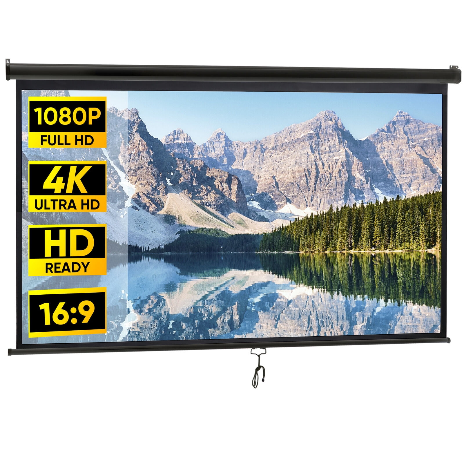 DazzAura 120"/100"/80" Projector Screen Manual Pull Down Projection ...