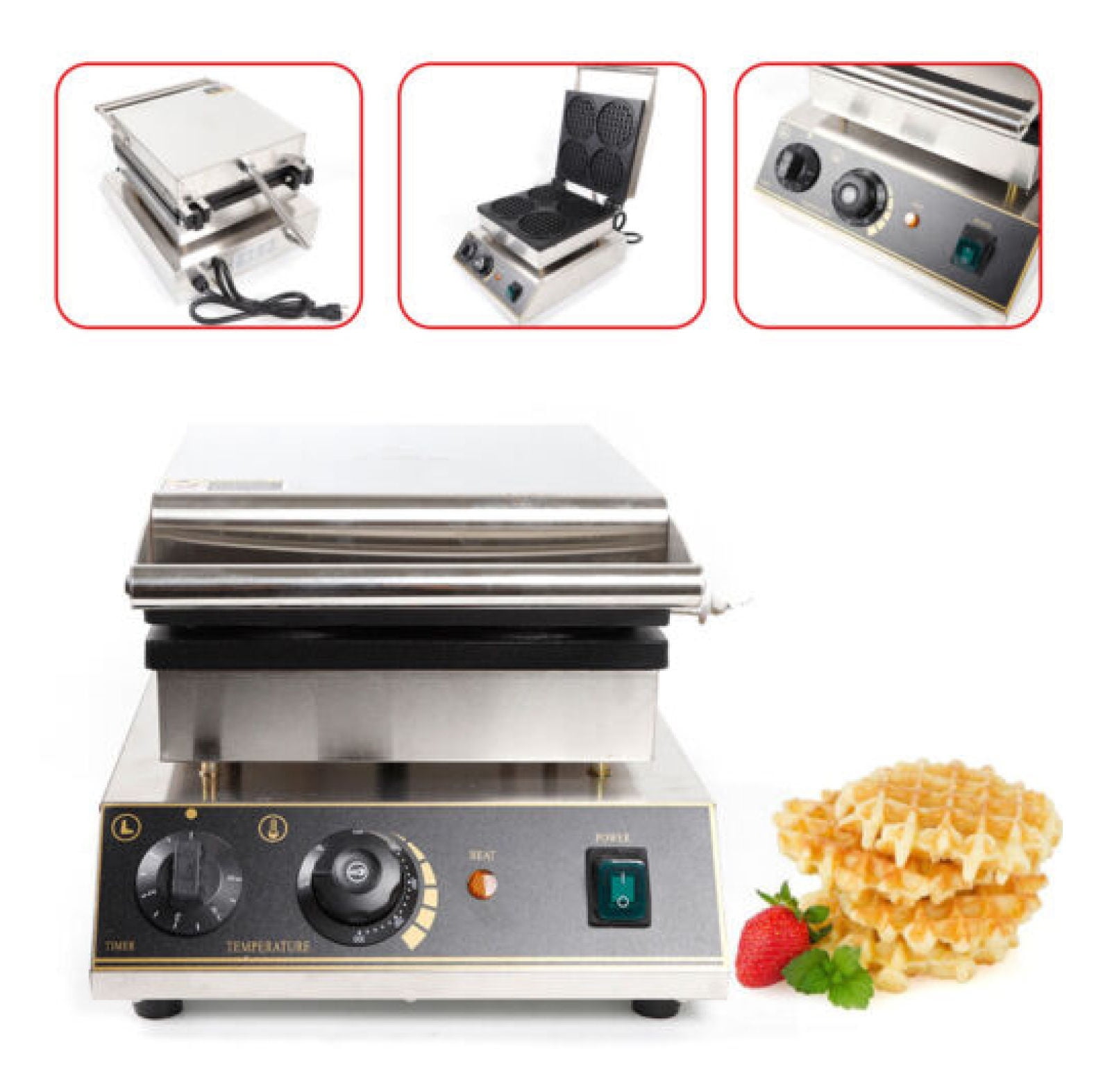 DazzAura 1750W 4*Pan Electric Waffle Baker Round Pancake Baker Maker ...
