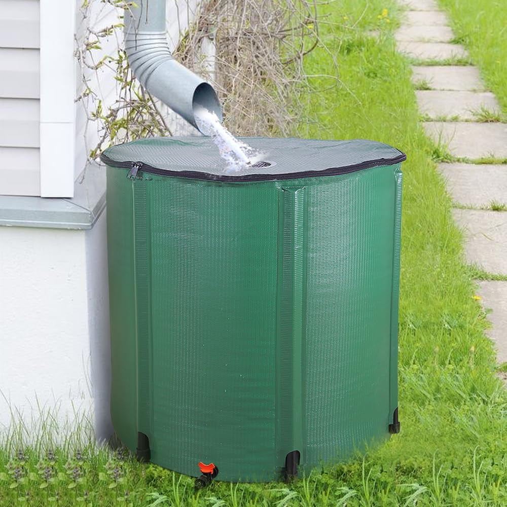 DazzAura 200 Gallon Collapsible Rain Barrel, Large Garden Water Storage ...