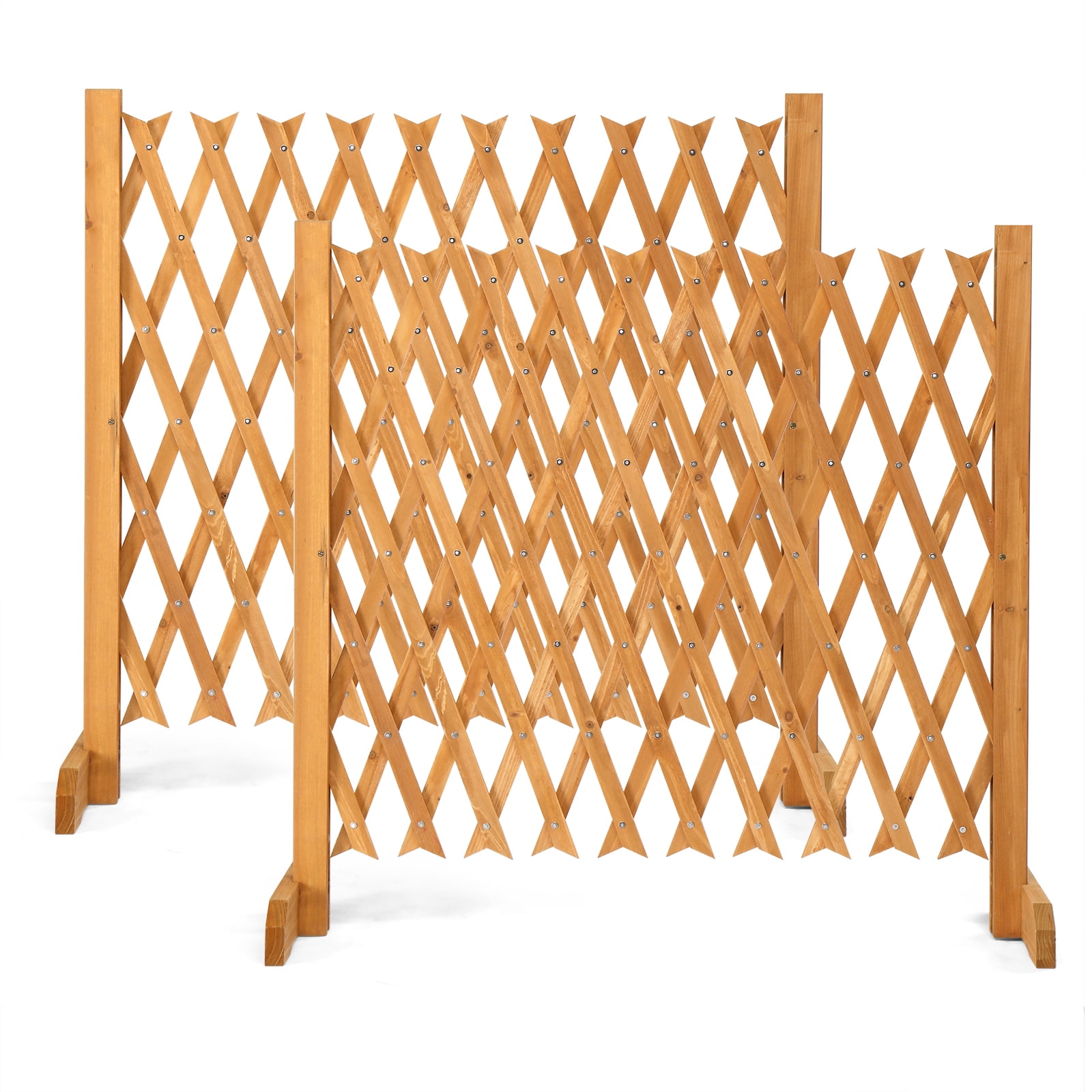 DazzAura 2Pcs Expandable Accordion Dog Gate Wood Pet Dog Fence Safety ...