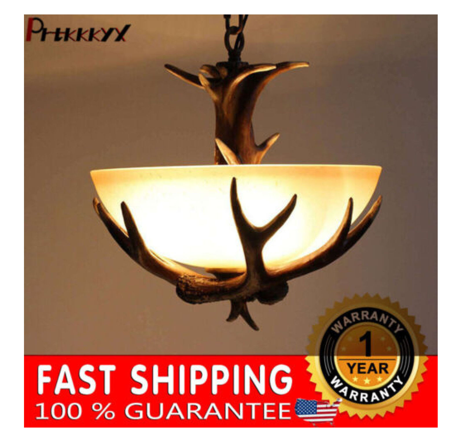 DazzAura 3-Light Rustic Pendant Resin Antler Chandelier Light Ceiling ...
