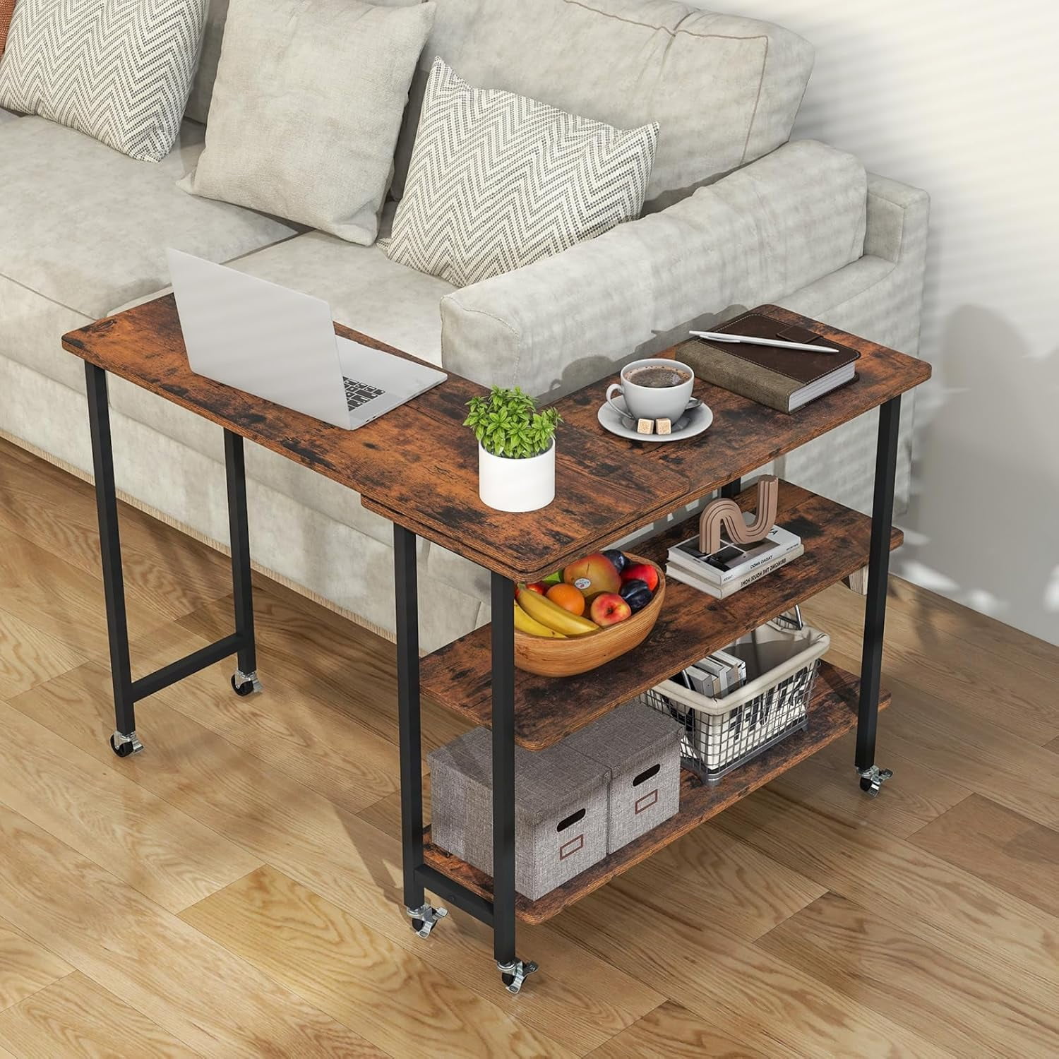 DazzAura 360° Rotating Sofa Side Table, Patented Mobile End Table with ...