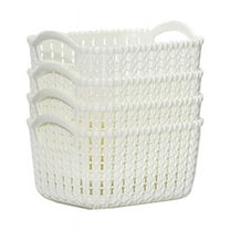 Sterilite Short Weave Wicker Pattern Plastic Organizer Bins, Gray ...