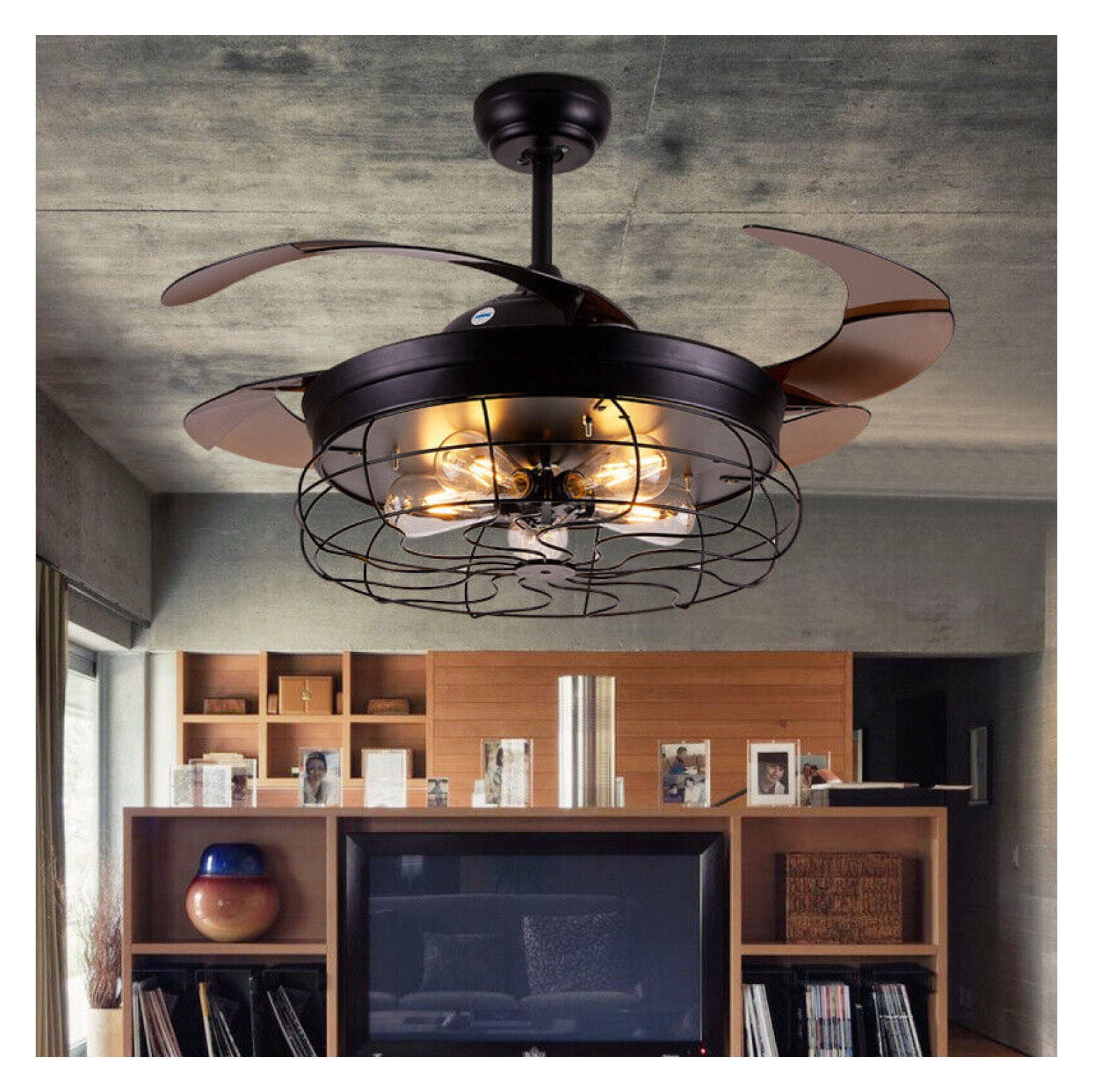 DazzAura 42" Invisible Ceiling Fan Light Chandeliers Control ...