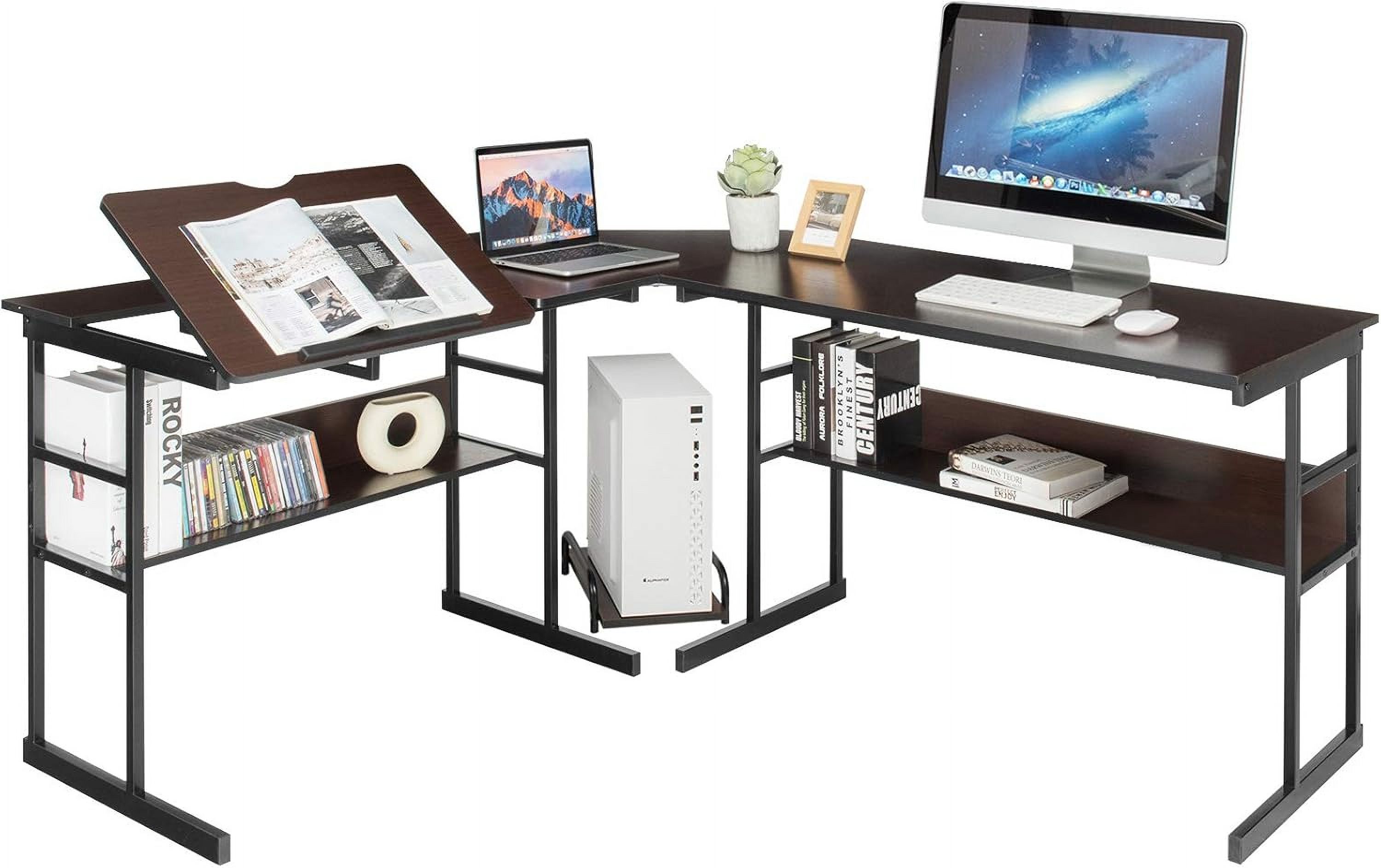 DazzAura 67 Inches L-Shaped Office Desk, Corner Computer Desk with ...