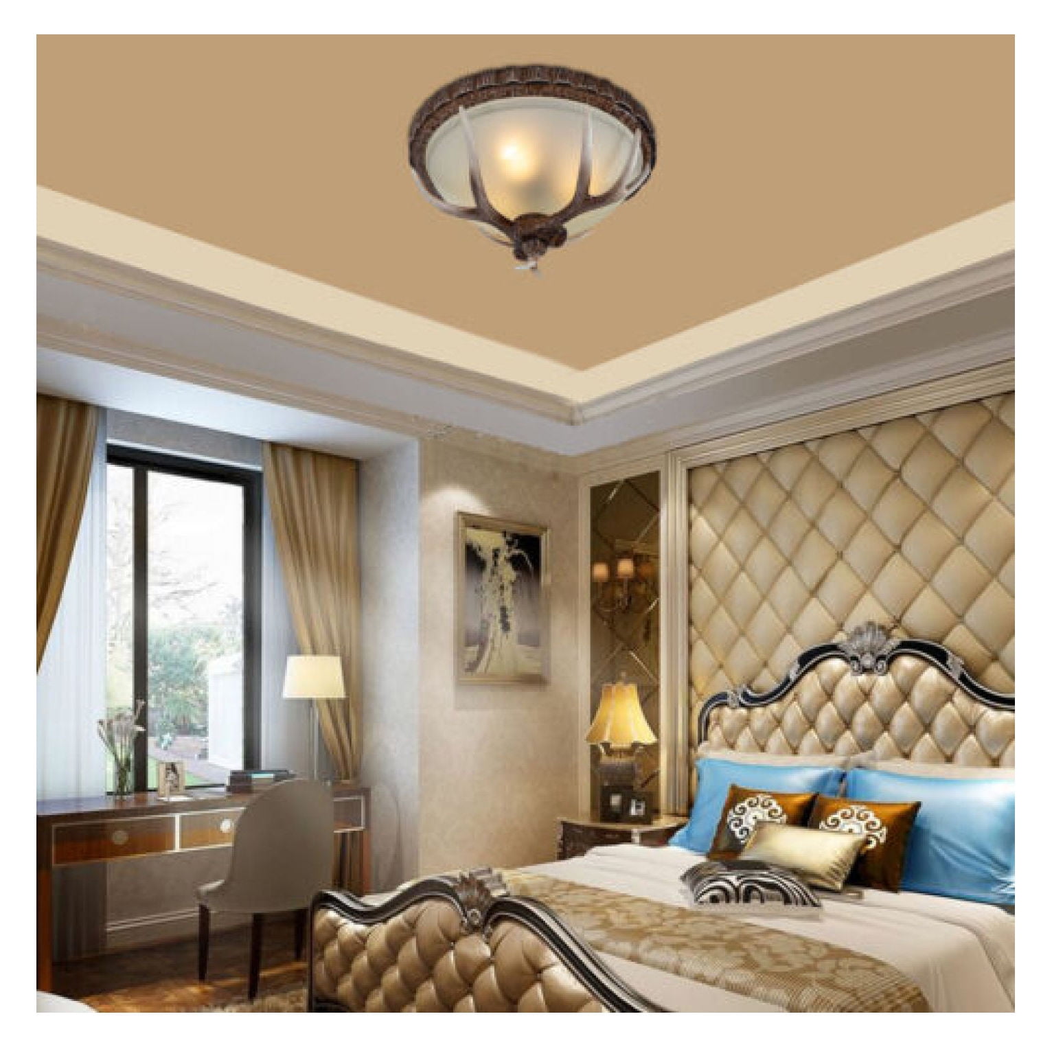 DazzAura Deer Horn Rustic Chandelier Resin Antler Ceiling Light Pendant ...