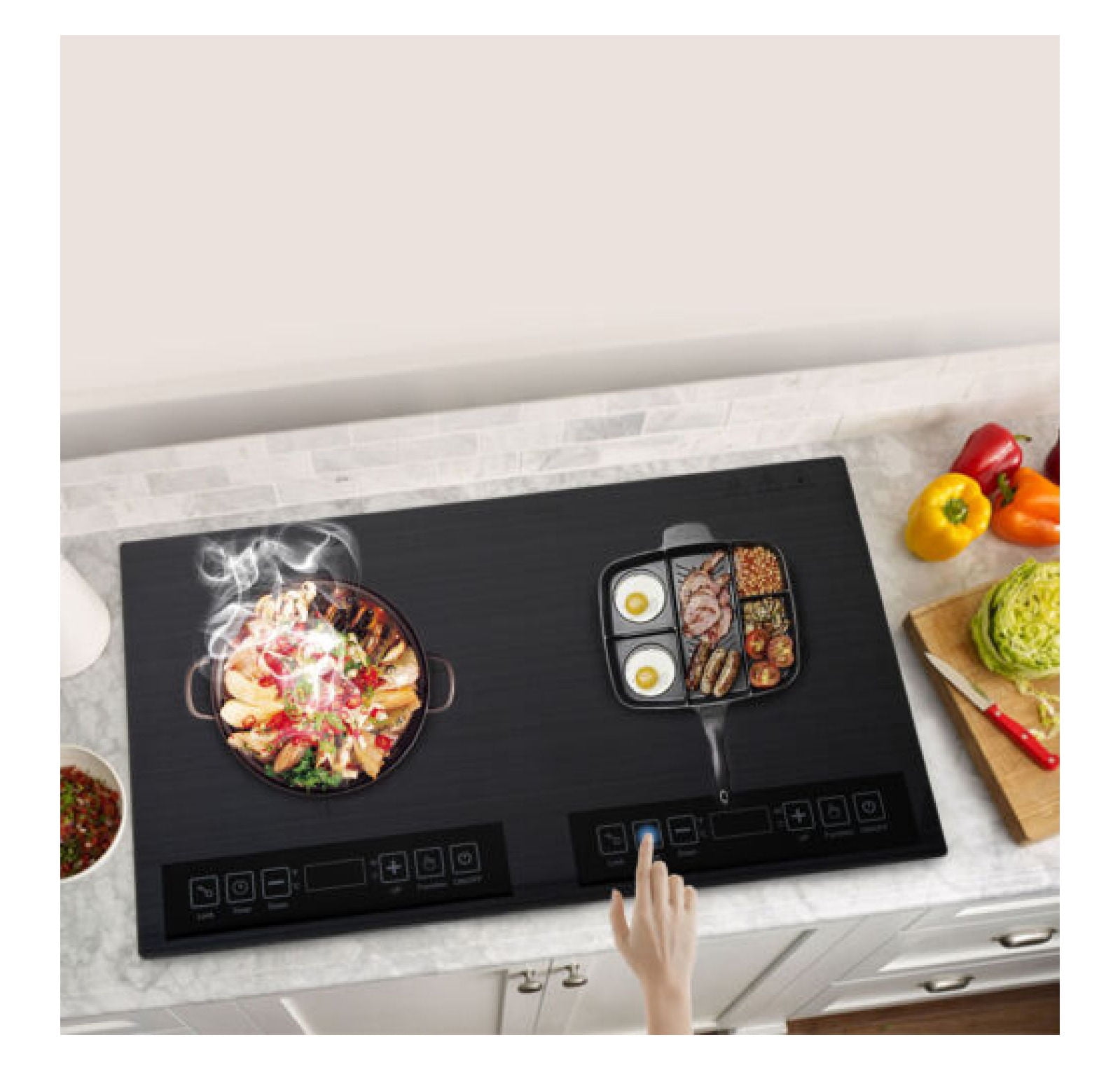 DazzAura Dual Induction Cooktop Countertop 2 Burner Cooker Electric ...