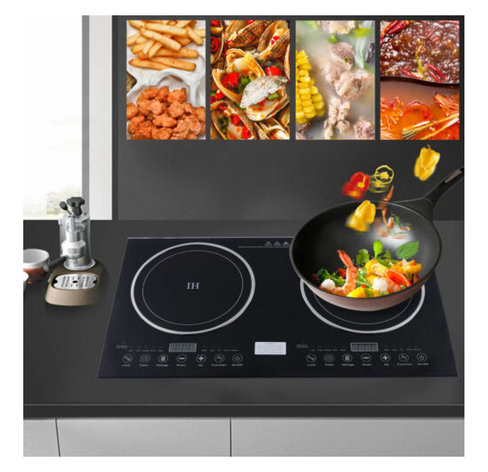 DazzAura Electric Induction Ceramic Cooktop 2Burner Stove Countertop ...