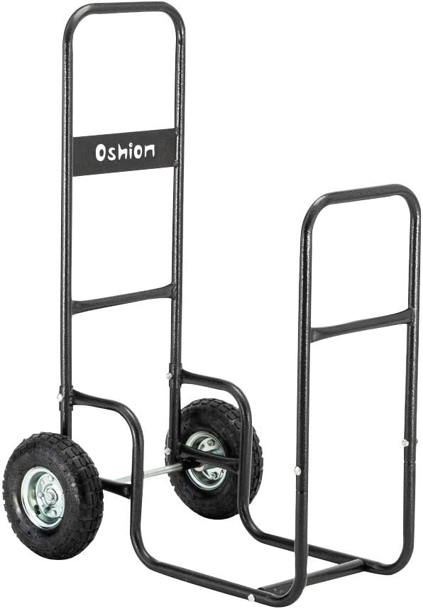 DazzAura Firewood Log Cart Carrier with Large Wheels, Outdoor and ...