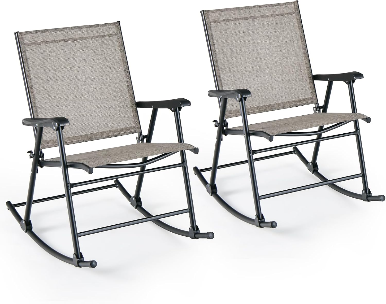 DazzAura Folding Rocking Chair Set of 2, Patio Rockers with Breathable ...