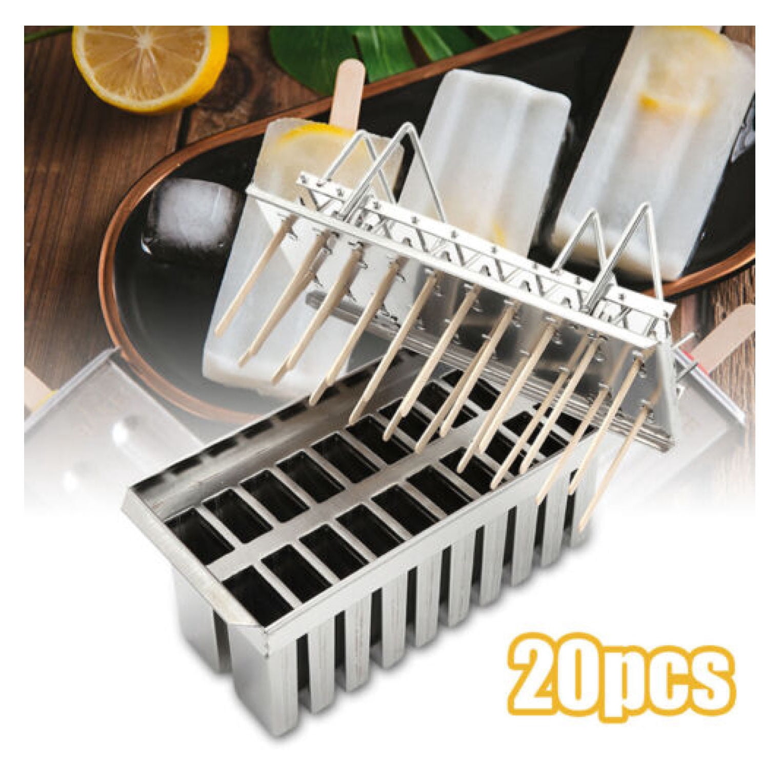 DazzAura Ice Cream Stick Mold 20pcs Mold Cup Stainless Steel Popsicle ...