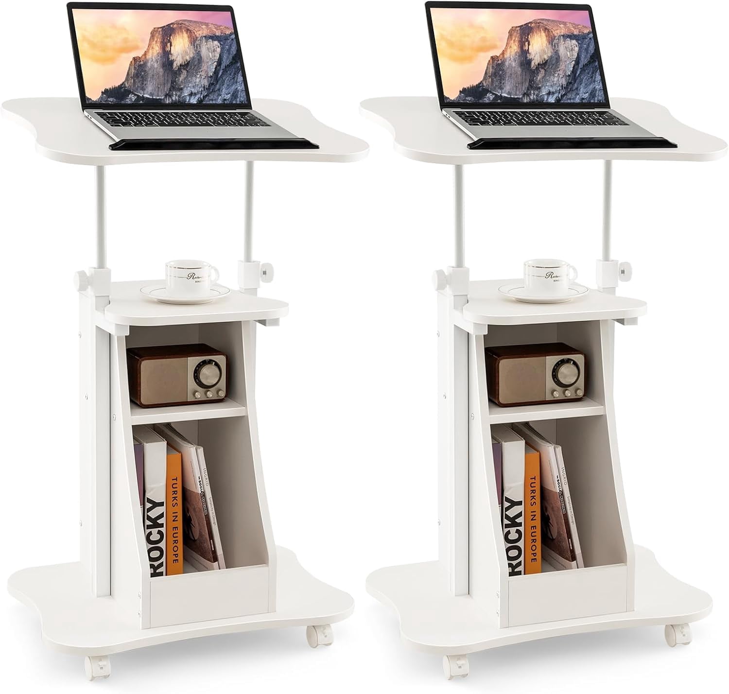 DazzAura Mobile Lectern Podium, Height Adjustable Podium Stand ...