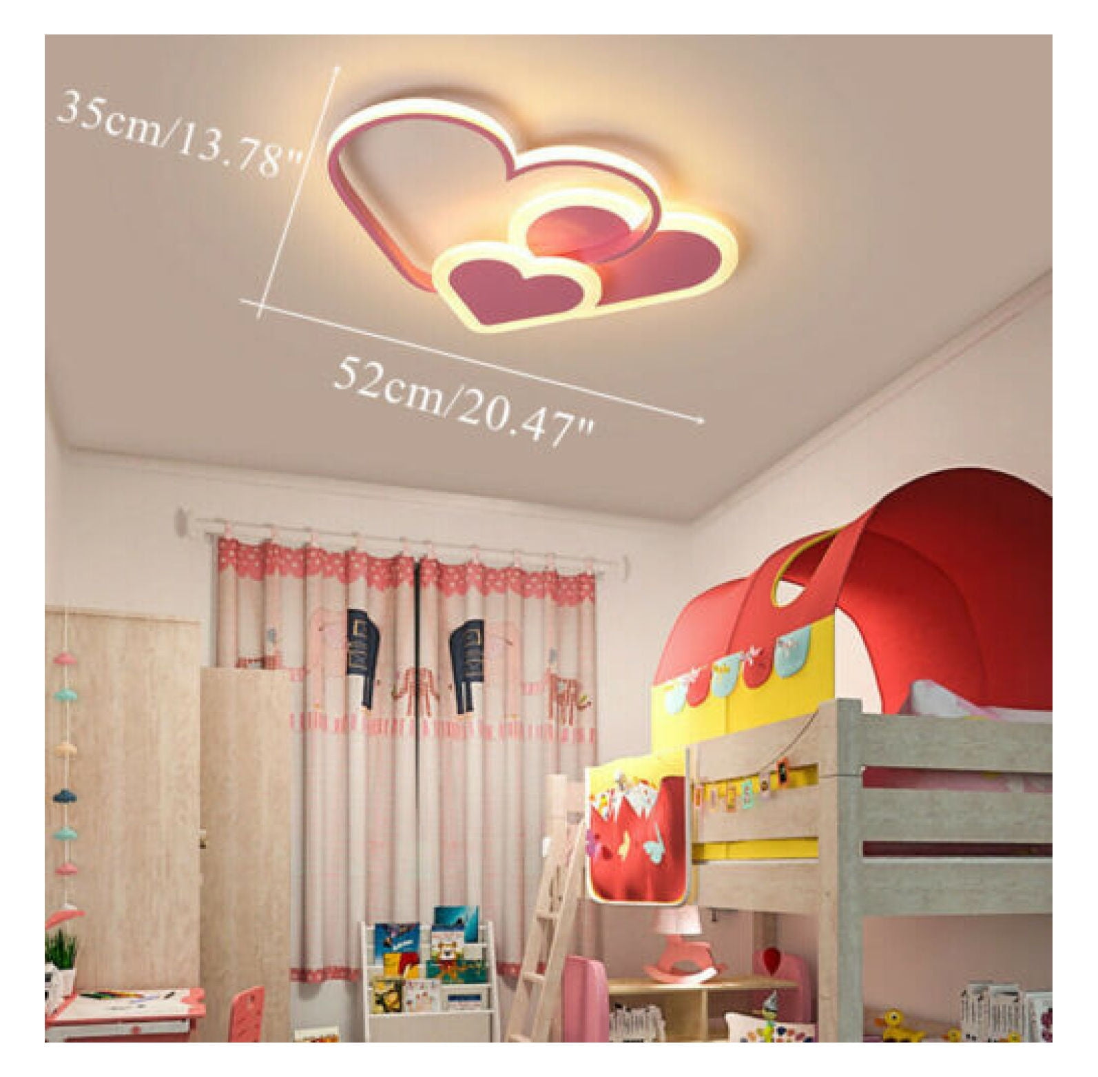 DazzAura Modern Heart Ceiling Light LED Chandelier Pendant Lamp Kids ...