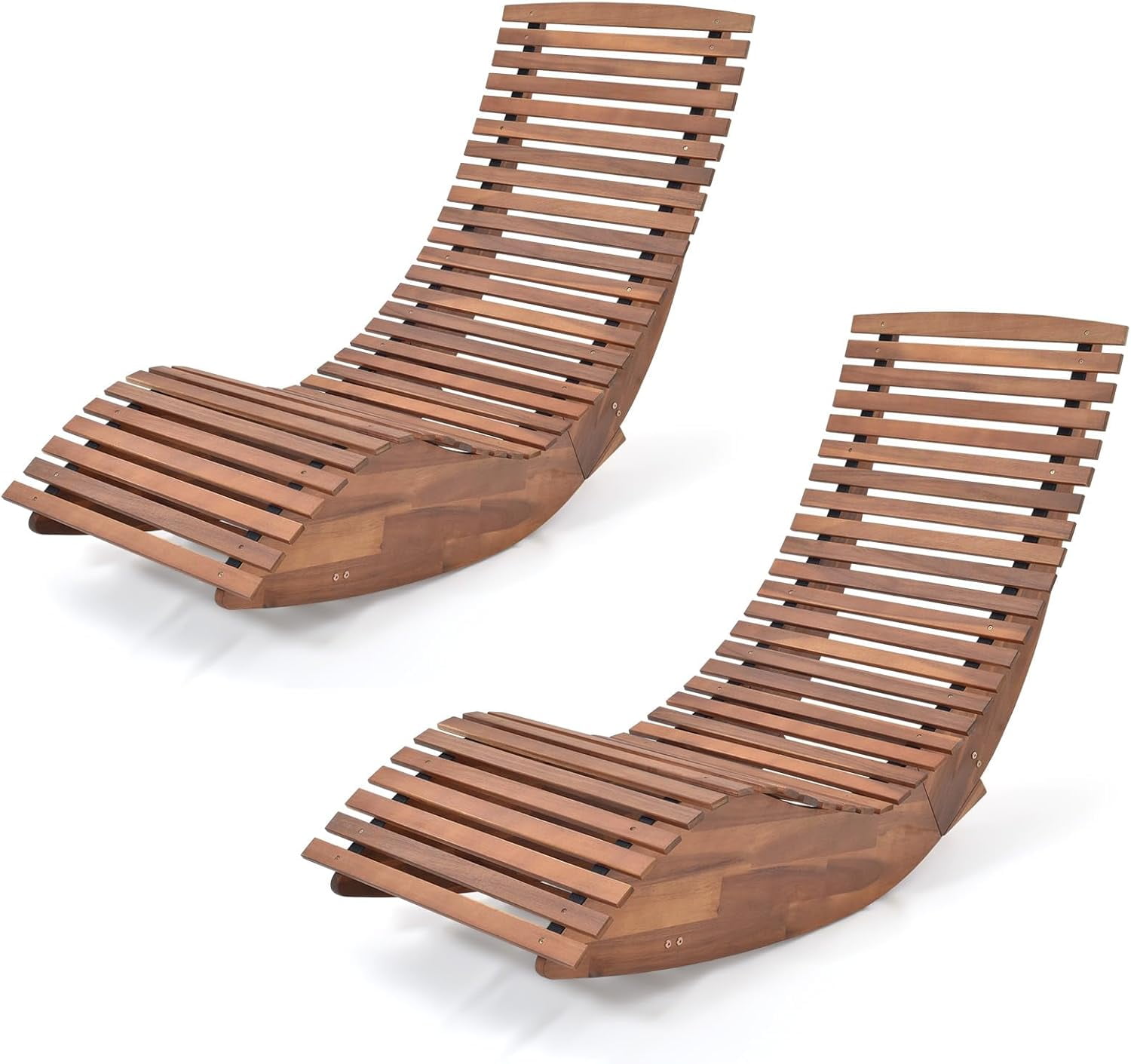 DazzAura Outdoor Acacia Wood Rocking Chair, Porch Rocker with Widened ...