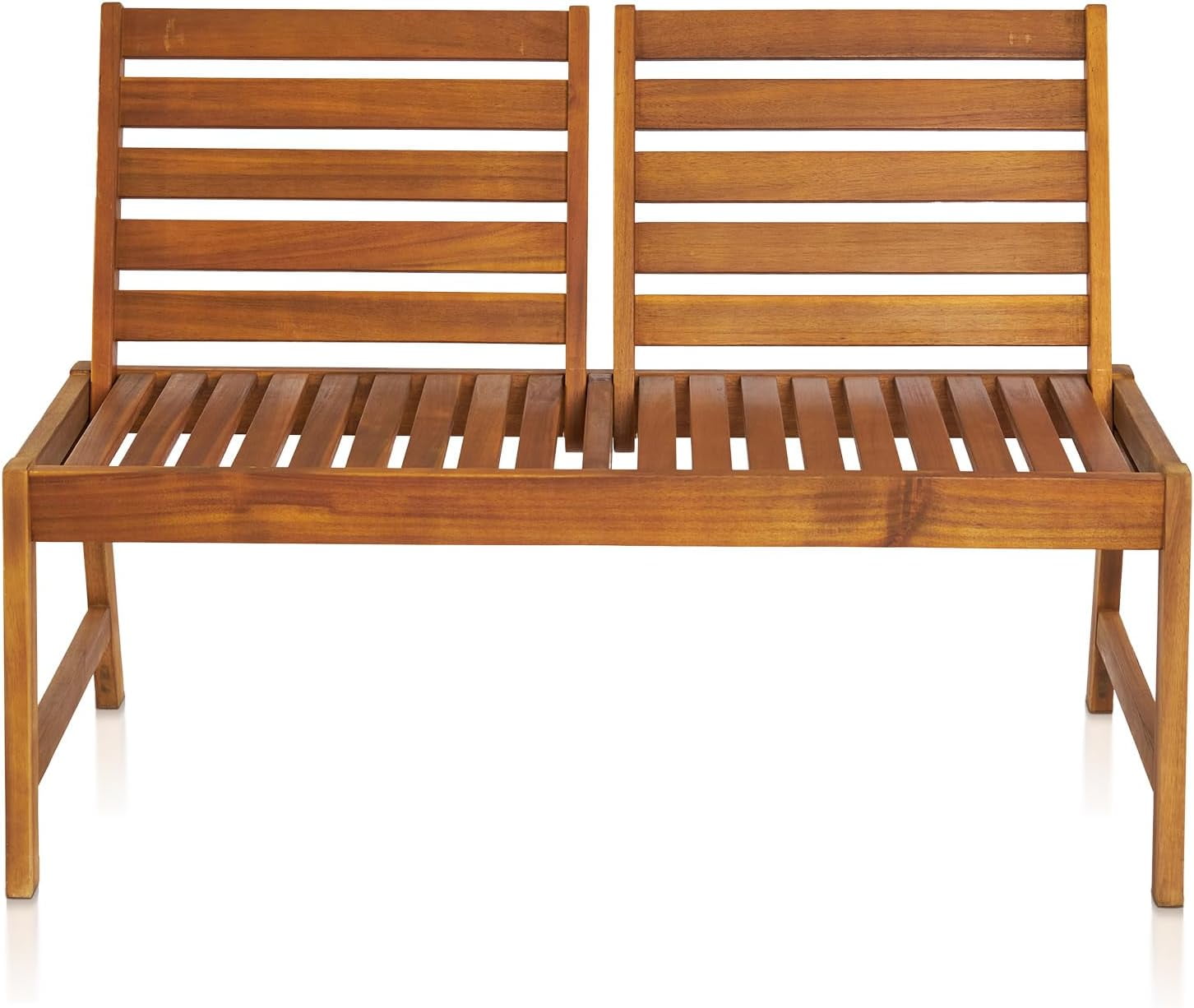 DazzAura Outdoor Wooden Garden Bench, 2-Person Acacia Wood Loveseat ...