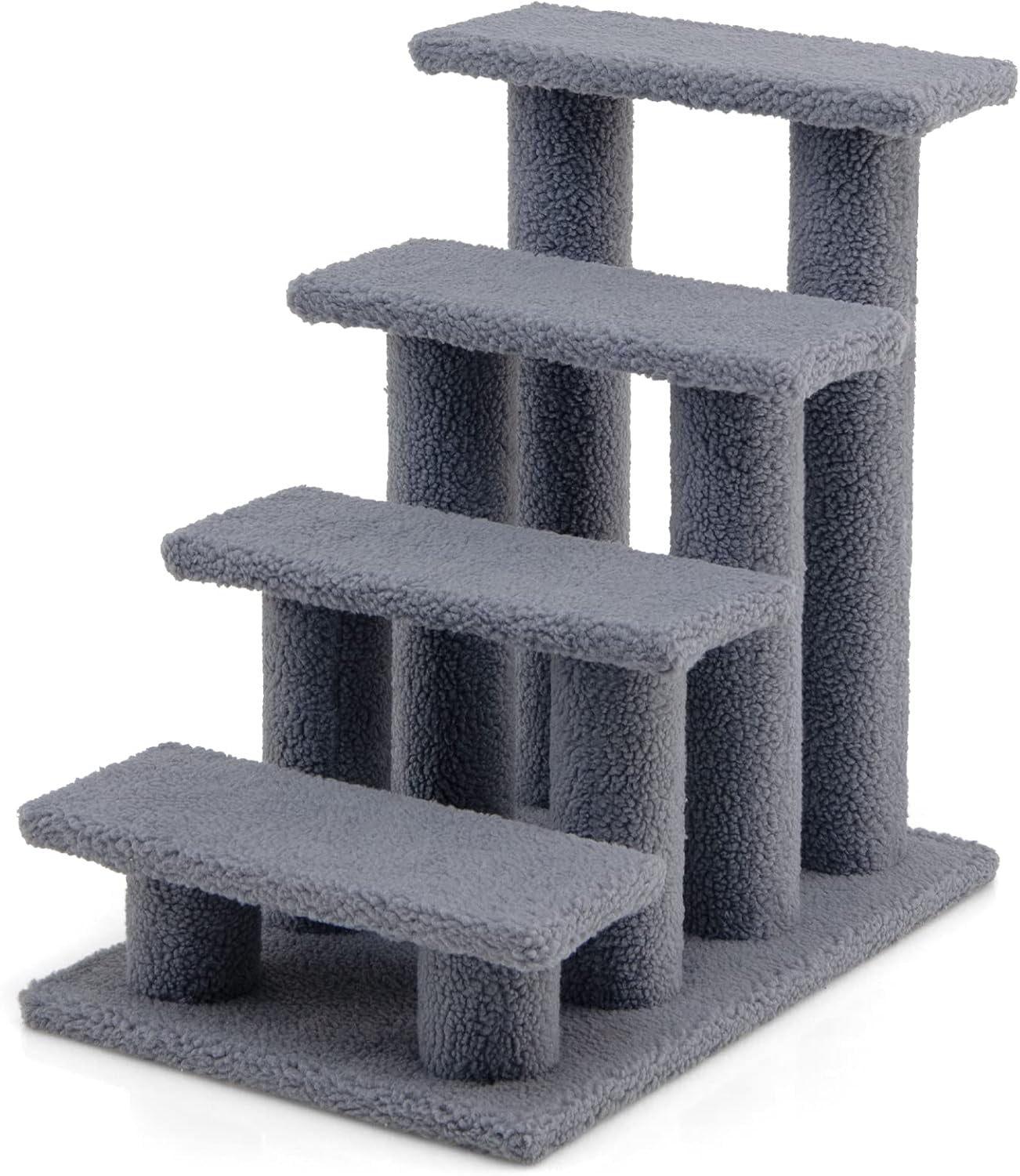 DazzAura Pet Stairs for Cats and Dogs, 4-Step Carpeted Ladder Ramp Cat ...