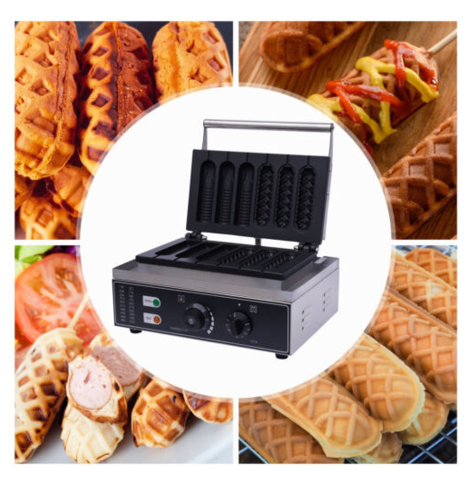 DazzAura Nonstick Electric 6 Holes Hot Dog Maker Machine Waffle Baker ...
