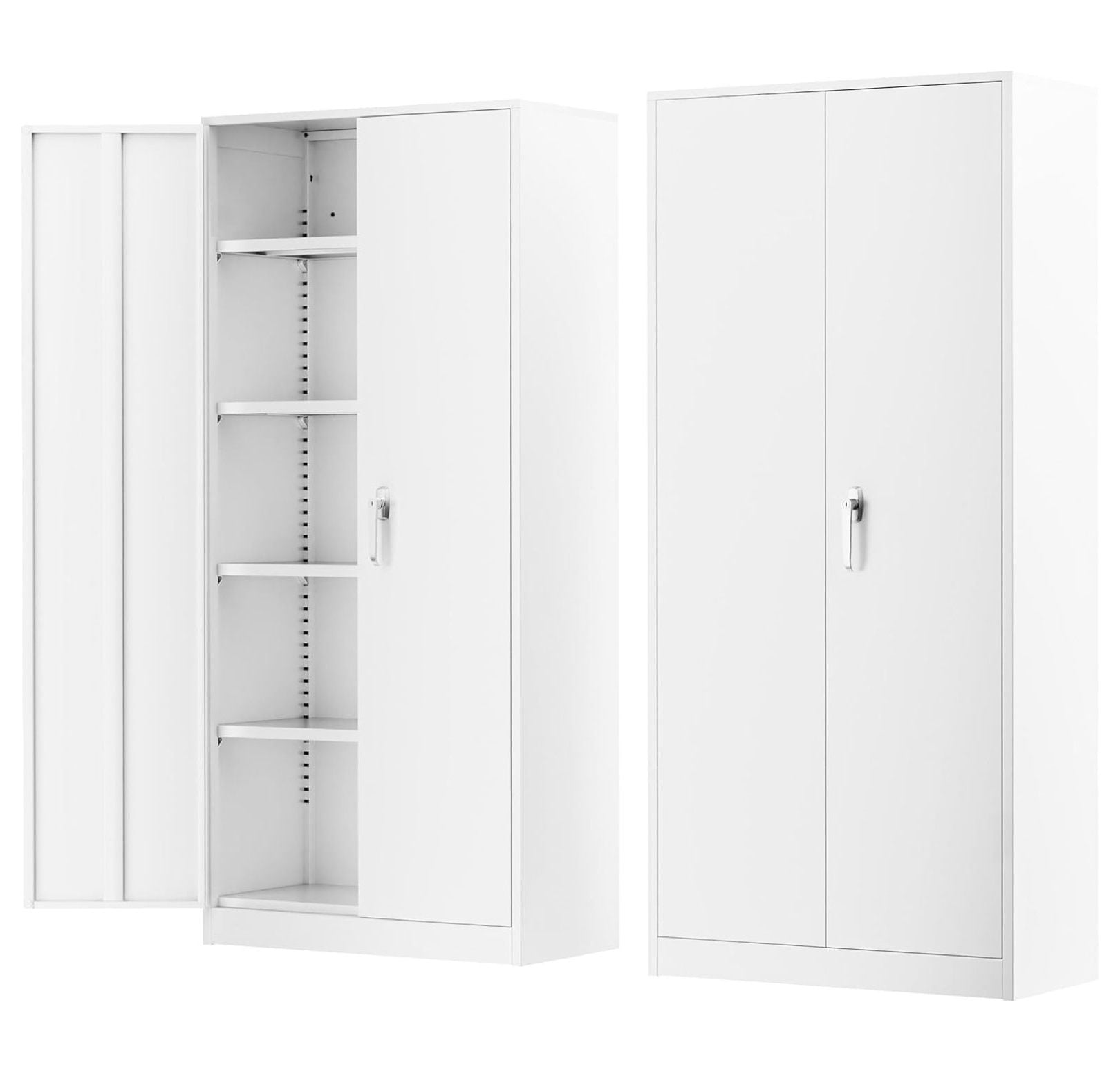 DazzAura White Metal Storage Cabinet, 72" Locking Storage Cabinets with ...