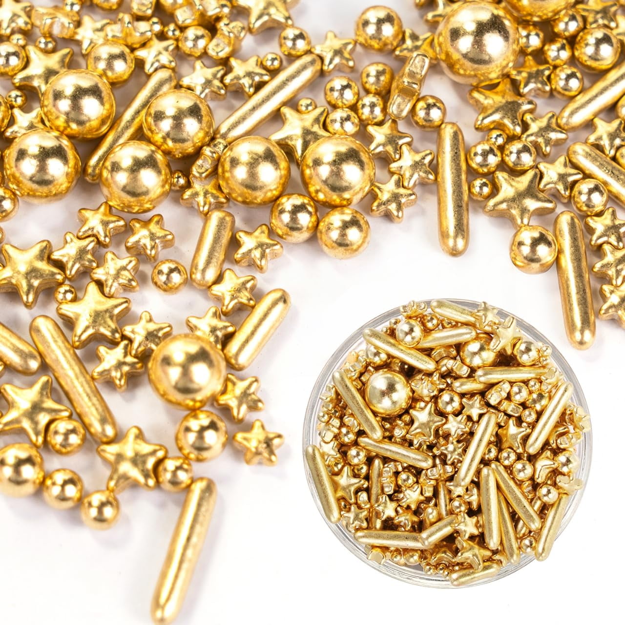 Dazzjoy Edible Gold Pearl Sprinkles, Sugar SMRCandy Pearls, Food Grade ...