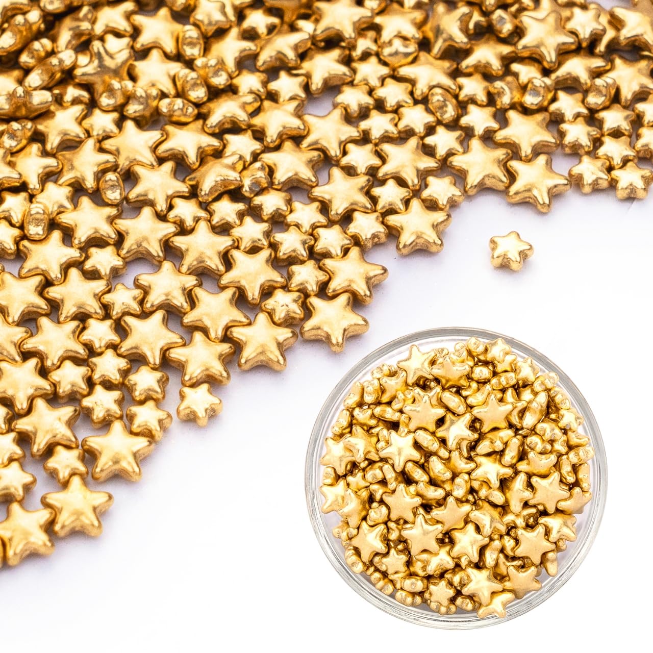 Dazzjoy Edible Gold Sprinkles, VTF5 Star Sugar Candy Sprinkles for ...
