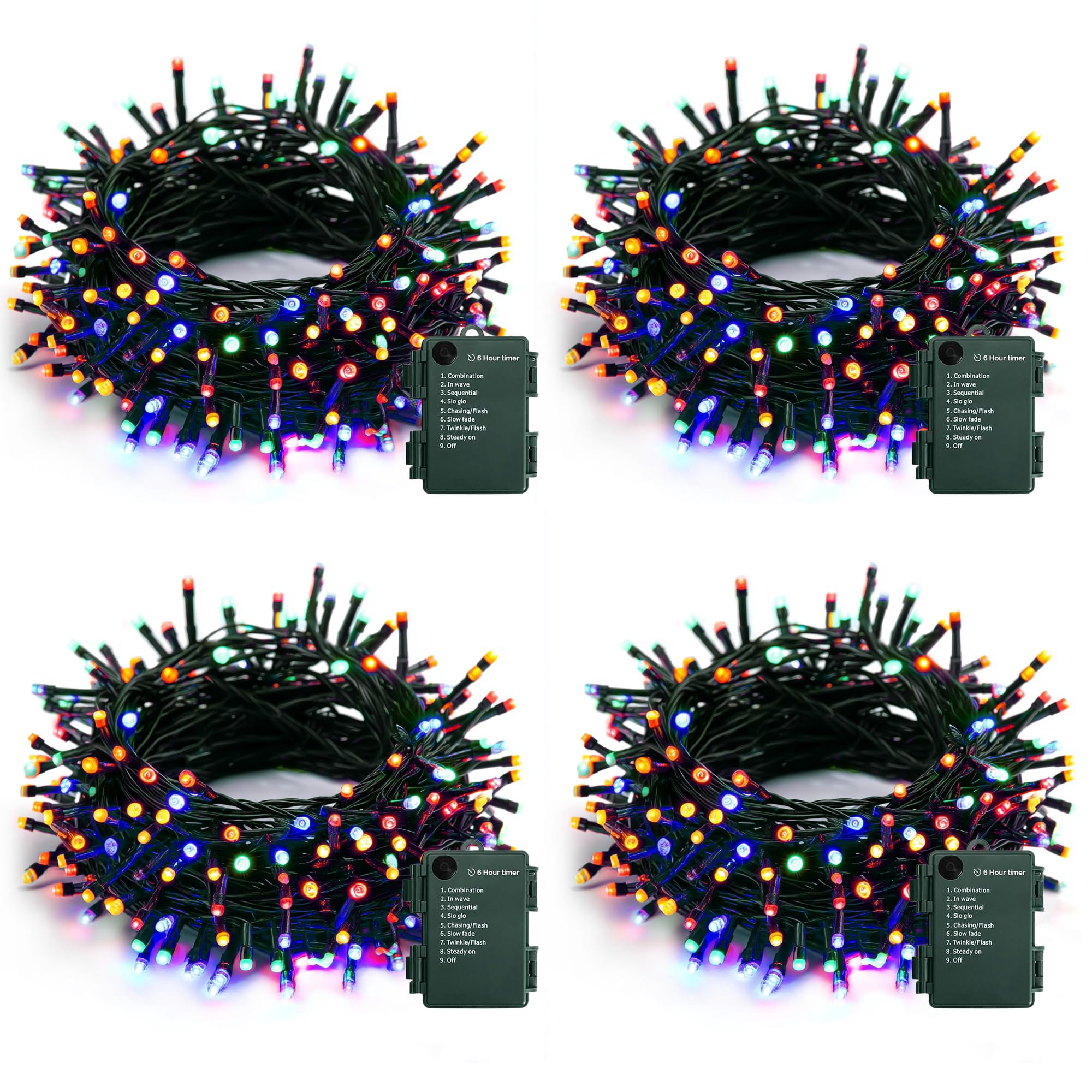 Dazzle Bright 4 Pack Battery Operated Outdoor String Lights, 50 LED 16 ...