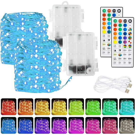 Dazzle Bright Color Changing Fairy Lights Battery Operated, 2 Pack ...